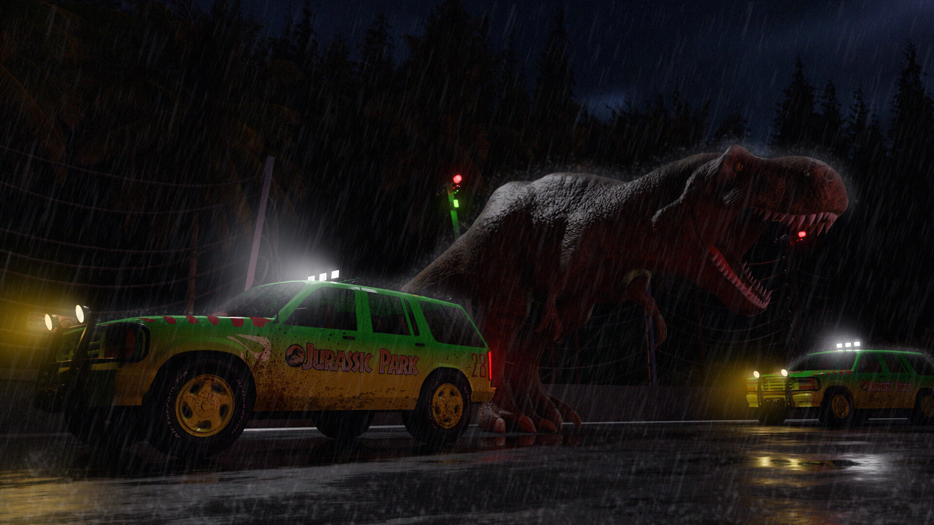 ArtStation - The T-REX Escapes The Paddock