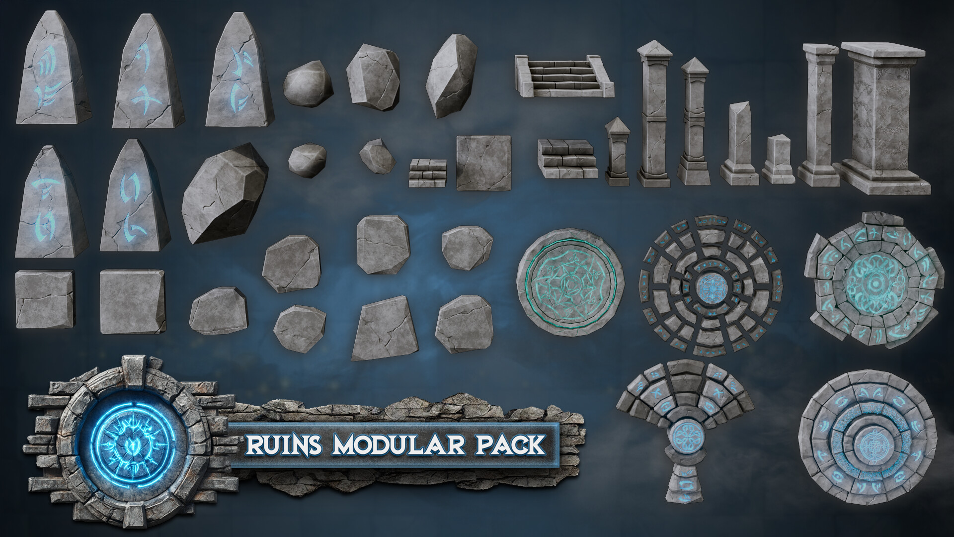 3D Tudor - Blender, Unity & UE5 Stylized Stone Ruin Modular Asset Pack