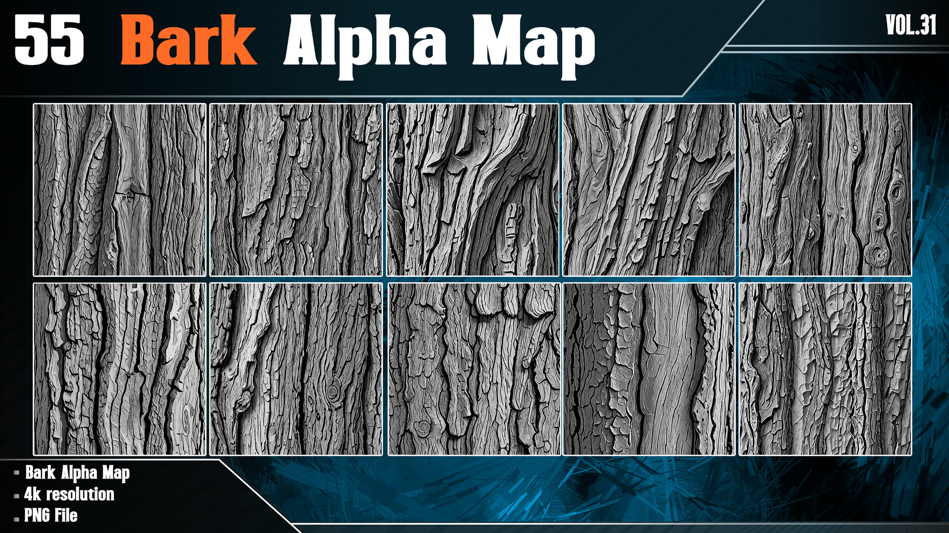 mehdi shahraki - 55 Bark Alpha Map - Vol.31 ( 4K PNG )