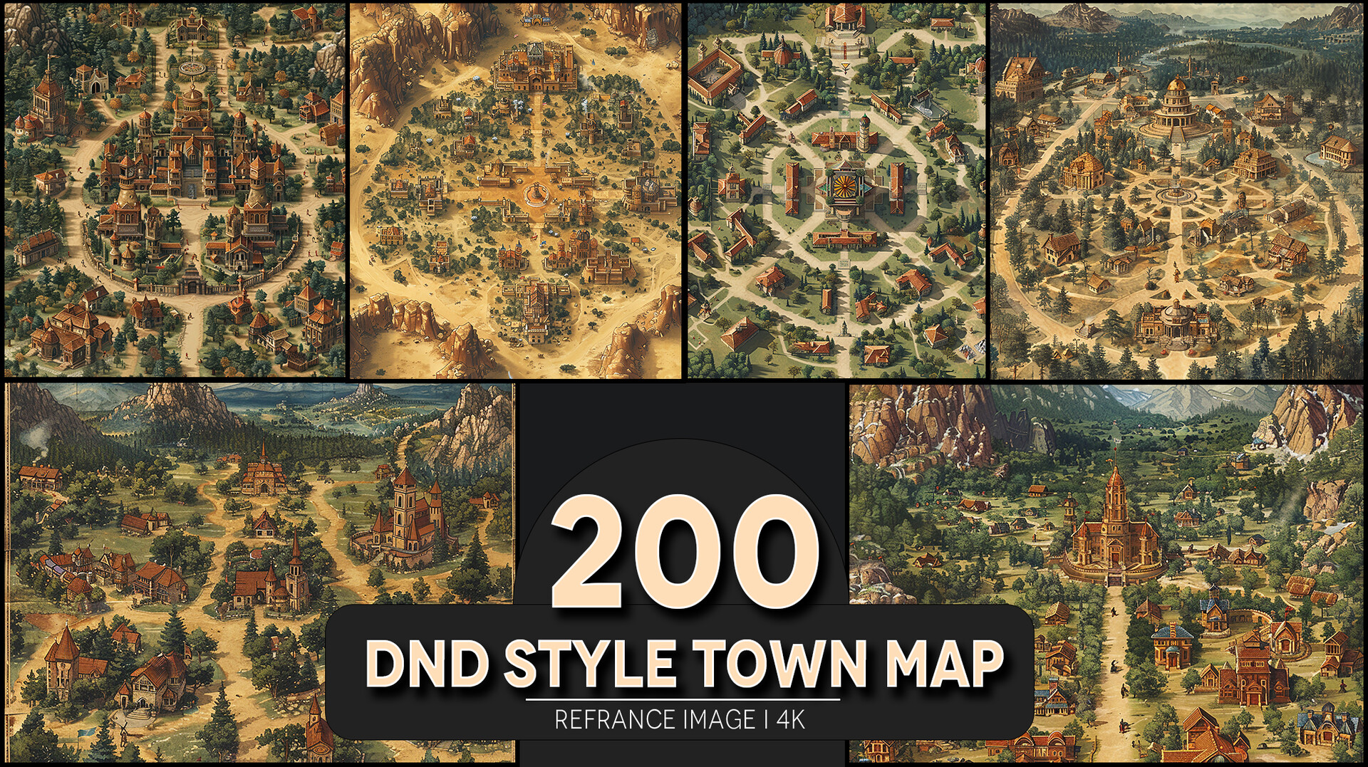 Pixel Ref - Dnd Style Town Map 4K Reference/Concept Images