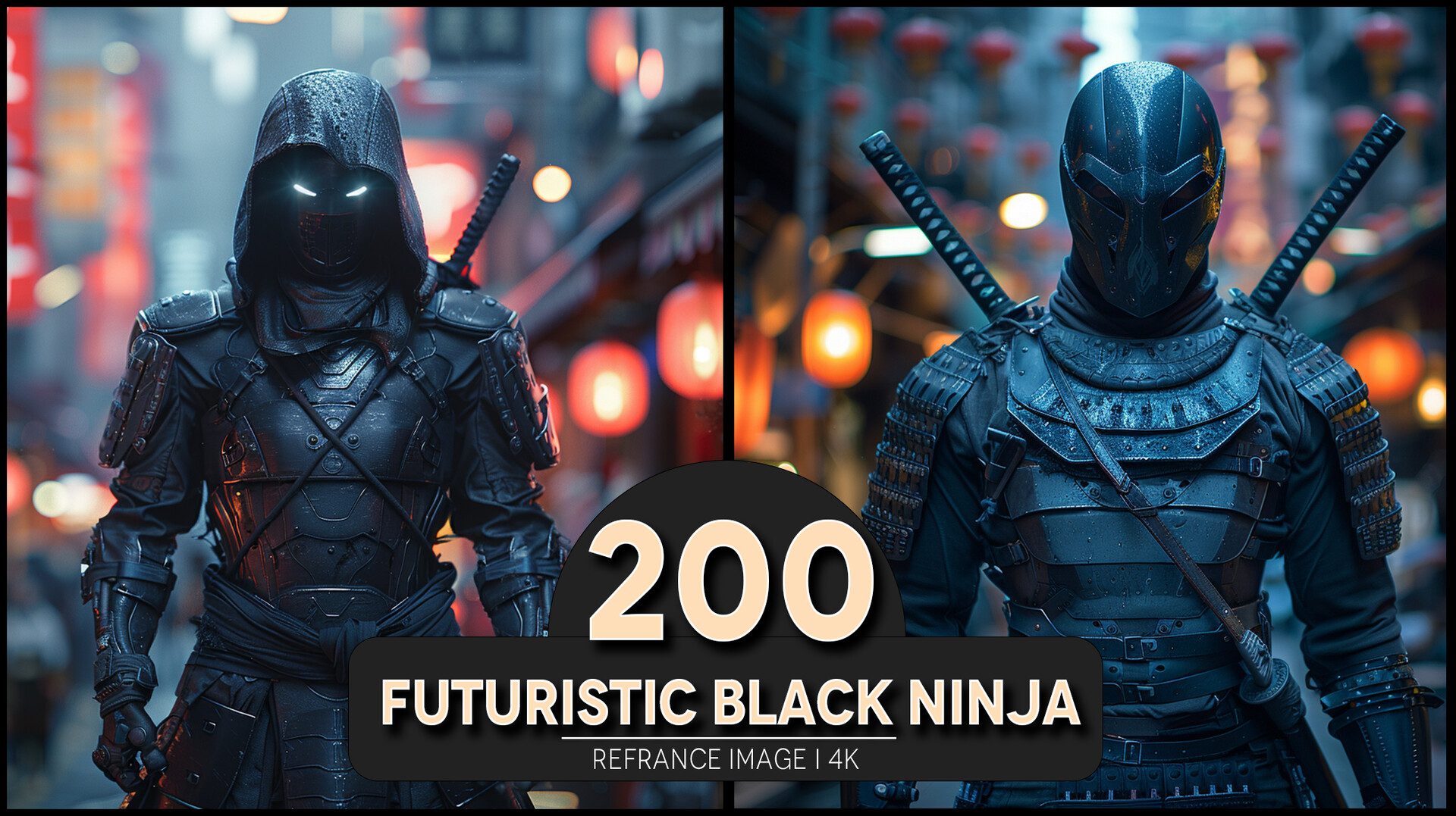 Pixel Ref - Futuristic Black Ninja 4K Reference/Concept Images