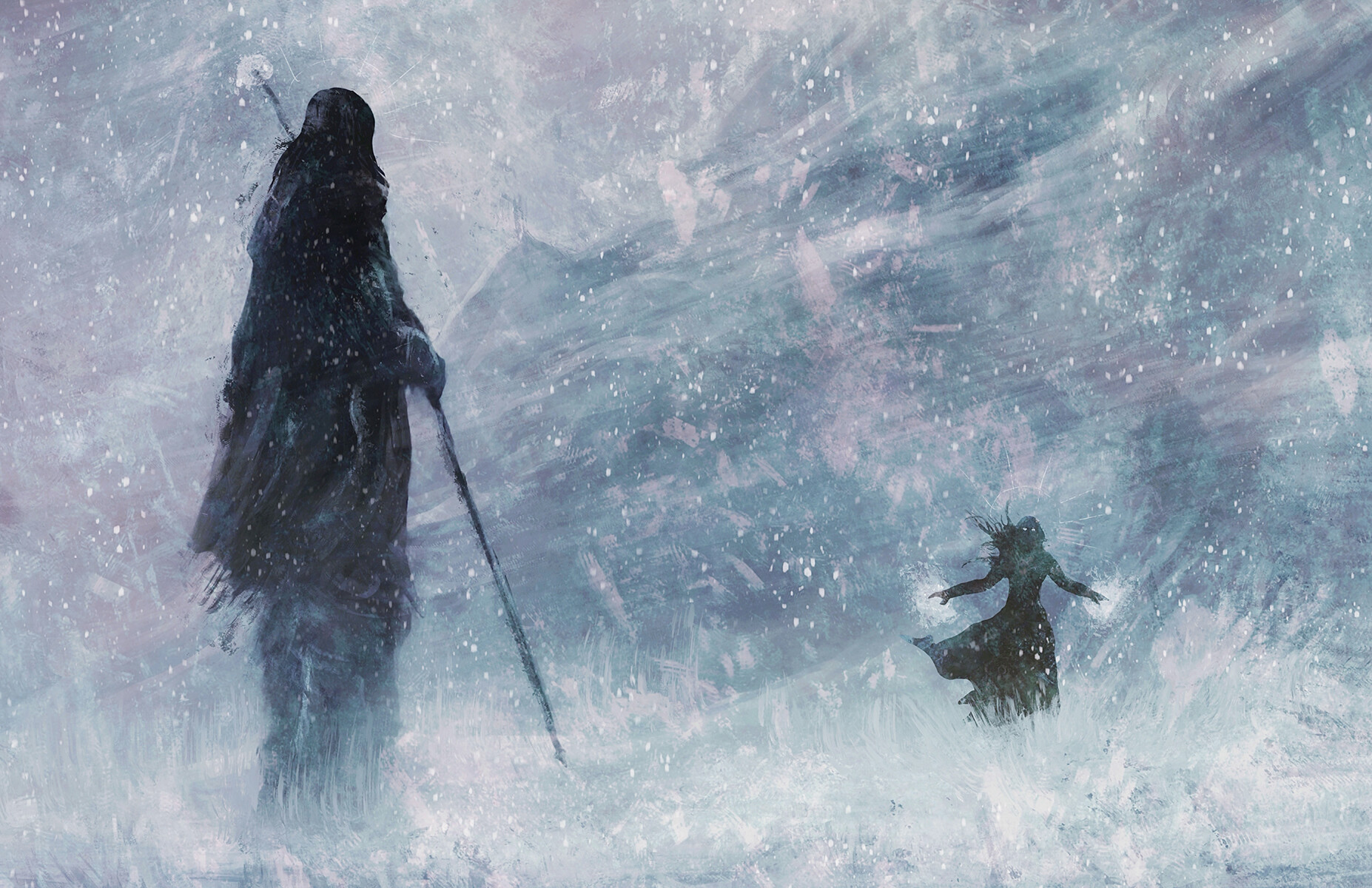 ArtStation - THE SNOW GIANT CONFRONTS THE WIND WITCH