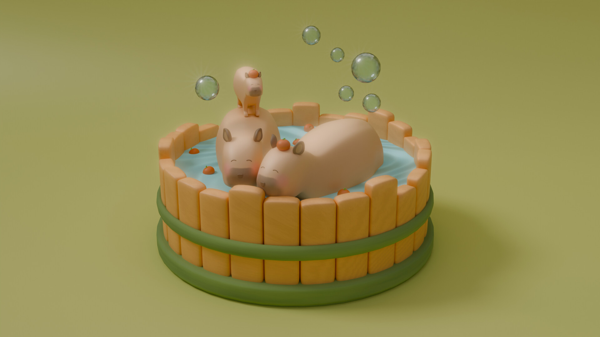 ArtStation - Capybara bath