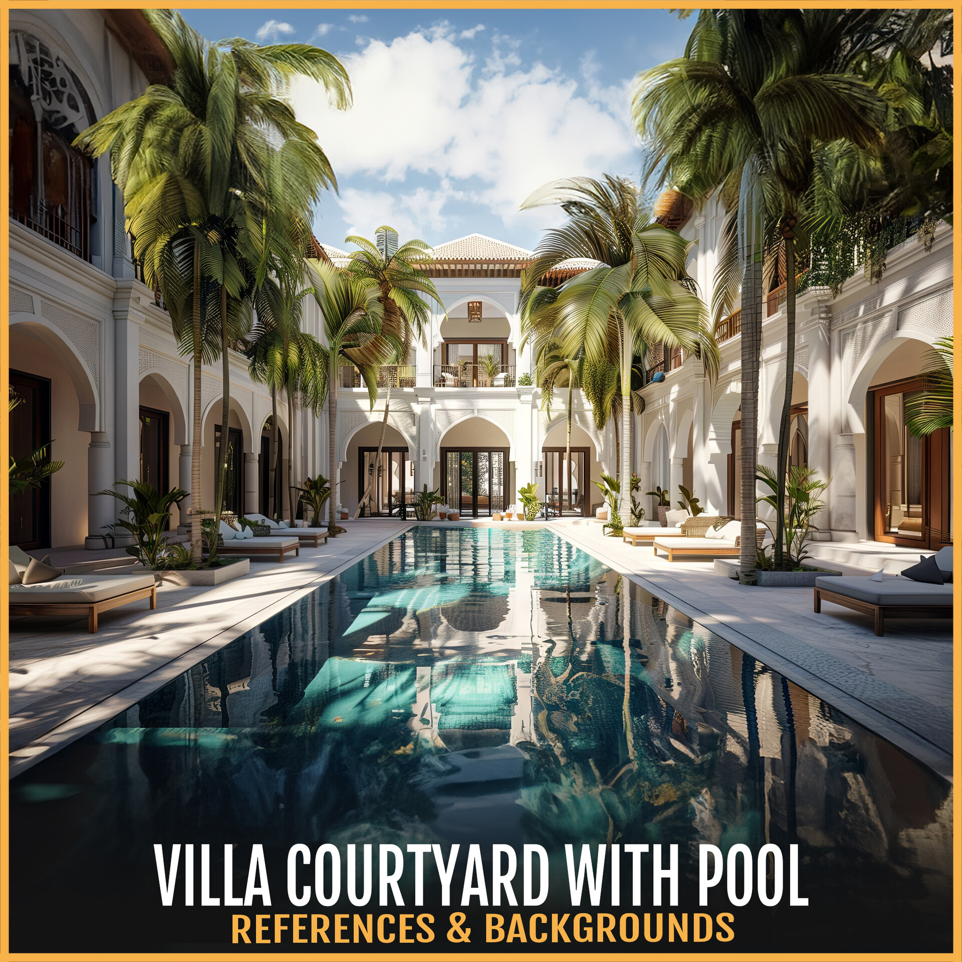 ArtStation - 303 Villa Courtyard with Pool