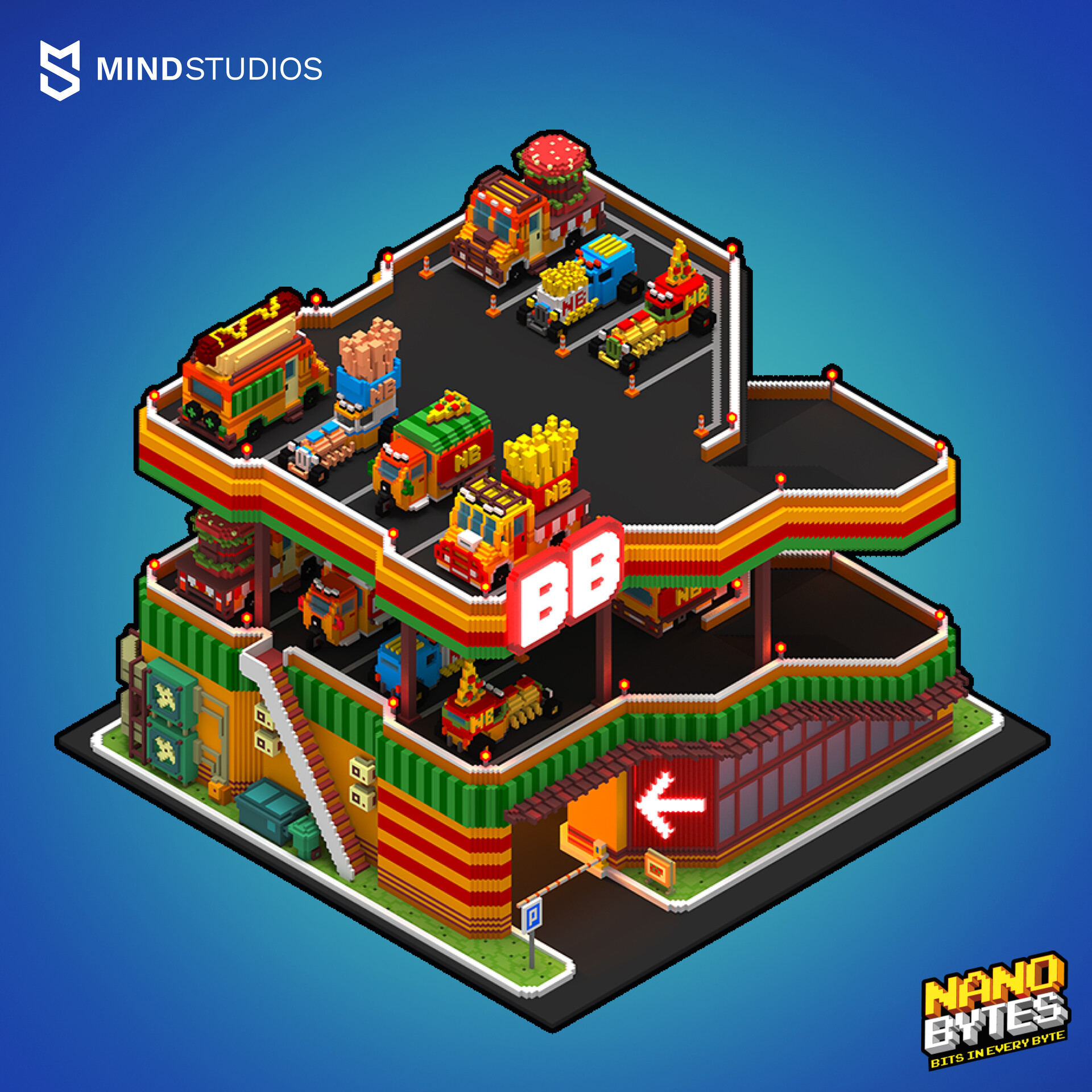 ArtStation - Voxel Fast Food Parking @ NanoBytes: ByteWorld