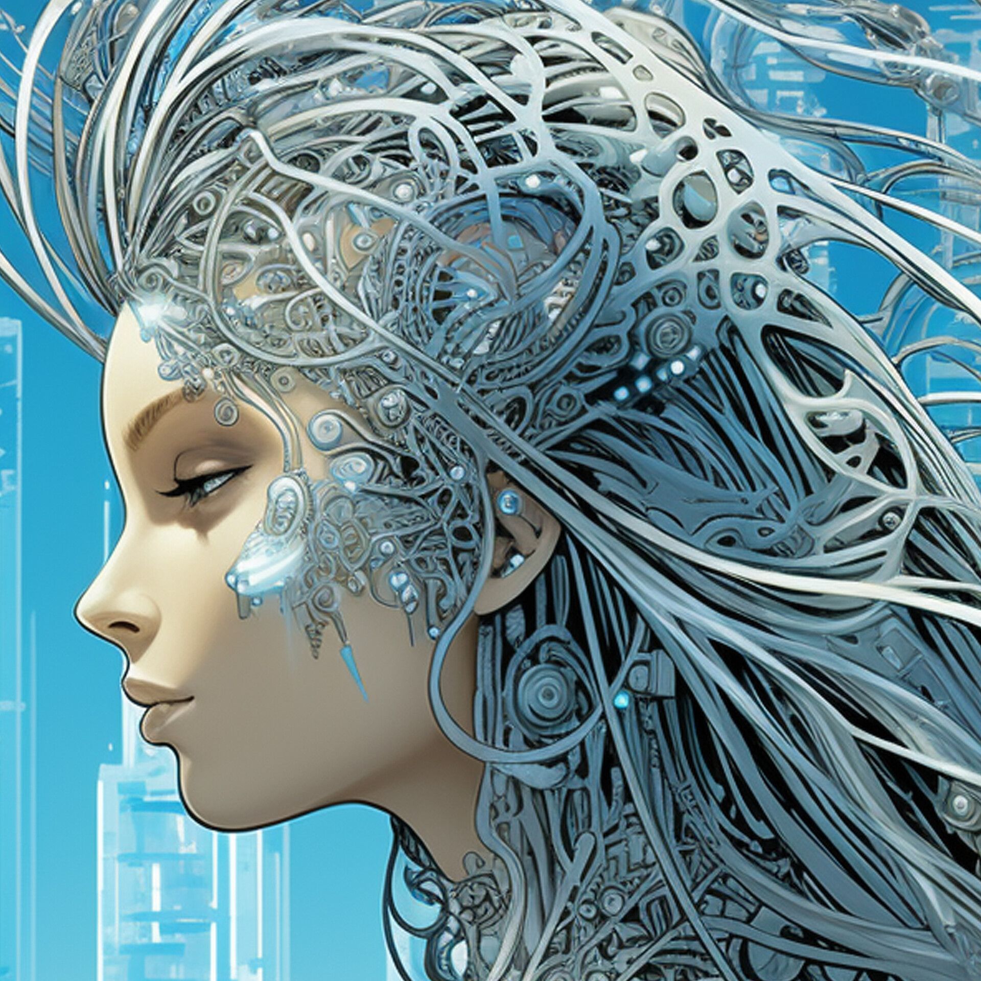 ArtStation - mechanical goddess266 in the future machine city under EPAC 241226 by Midjourney