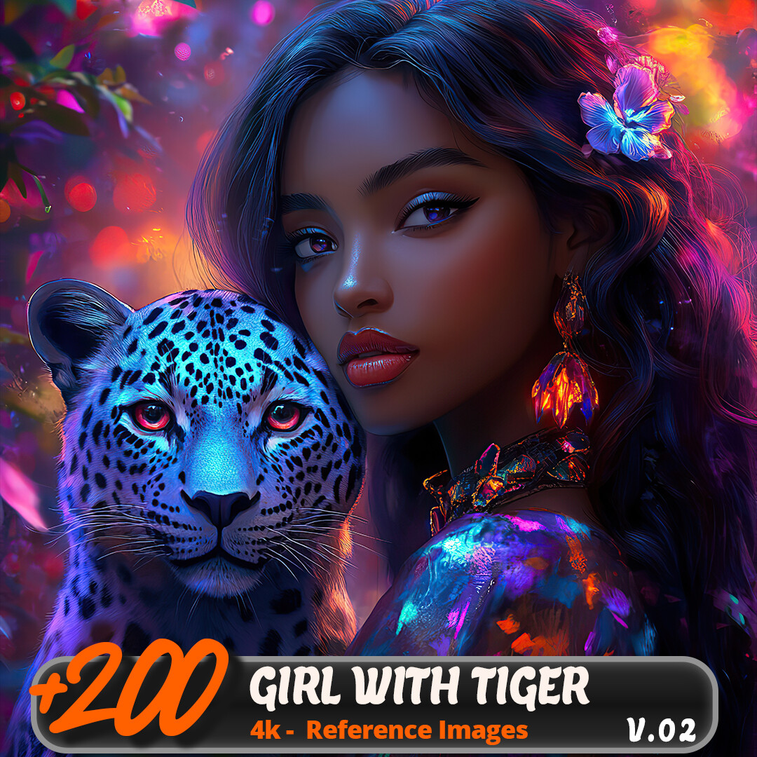 ArtStation - GIRL WITH TIGER VOL. 02/ 4K/ Reference Image