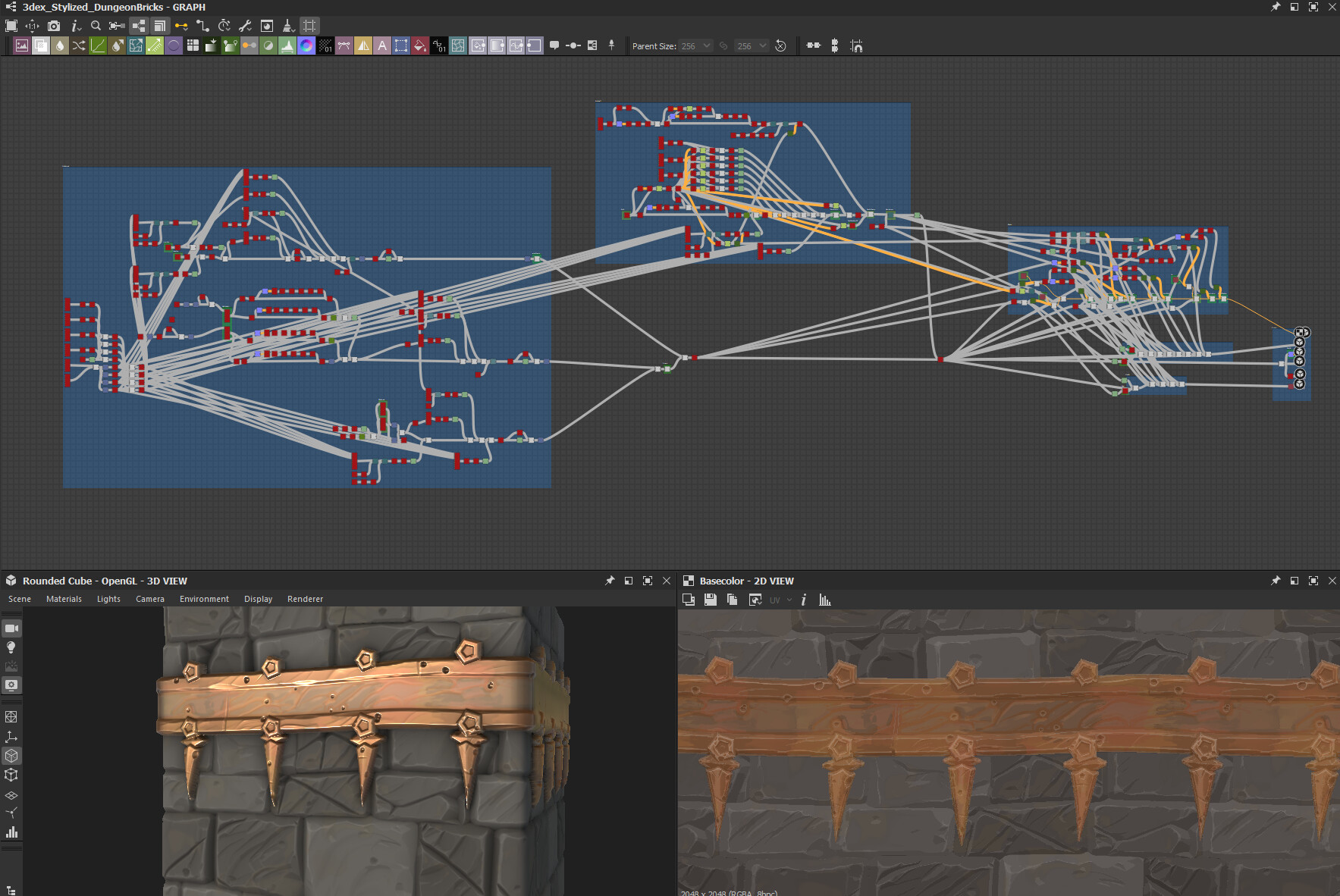 3dExtrude Tutorials - Stylized Dungeon Brick - Substance 3D Designer
