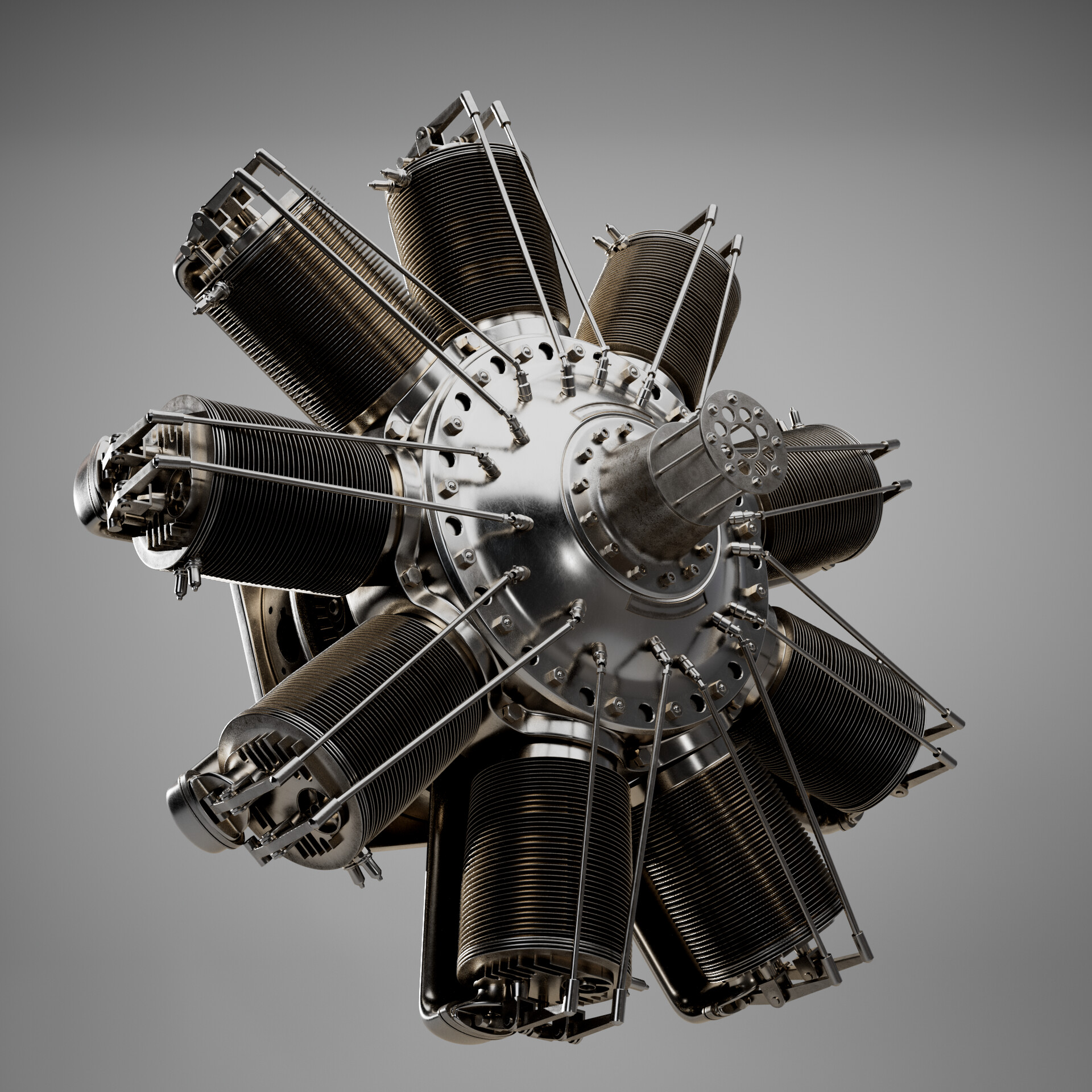 ArtStation - Clerget 9B Plane Engine - Hard Surface Practice