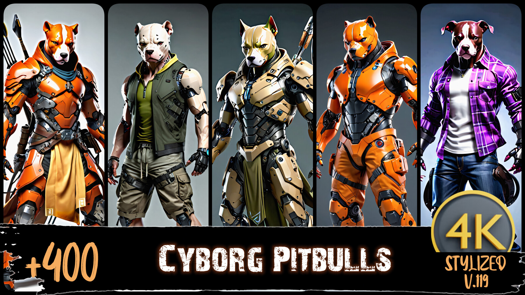 ArtStation - +400 Cyborg Pitbulls | 4K | Stylized Vol.119