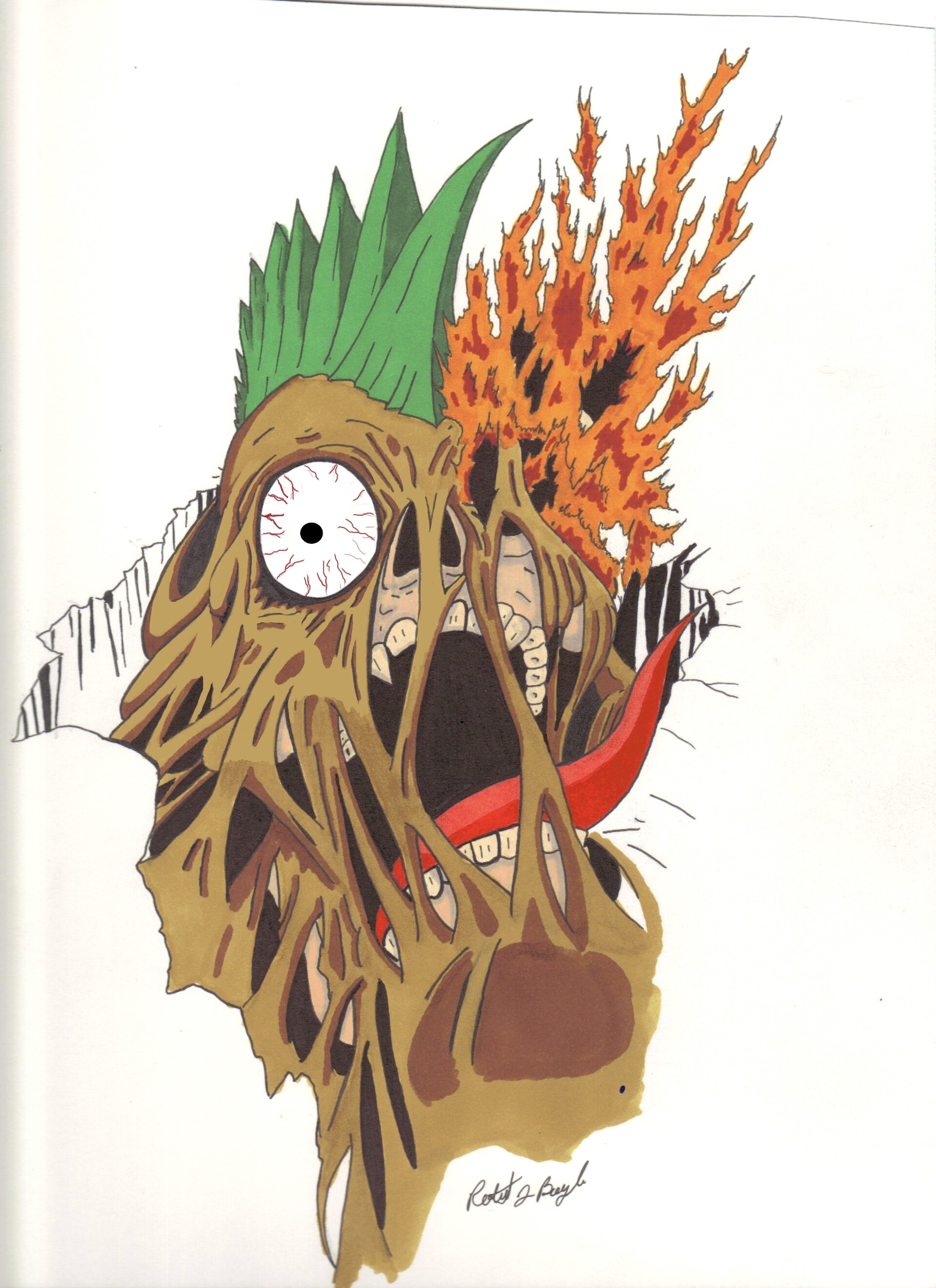 ArtStation - Flaming zombie skull