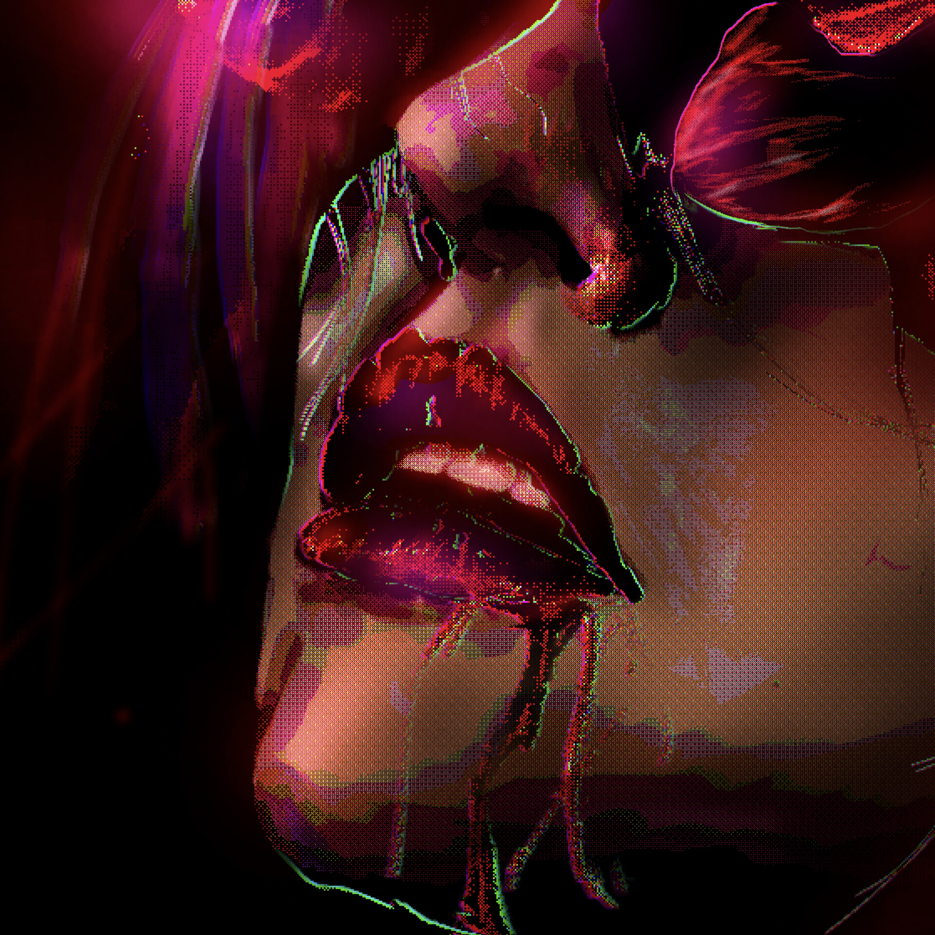 LetRezDraw - Scarlet Veil - Cyber Pixel Impressions Art