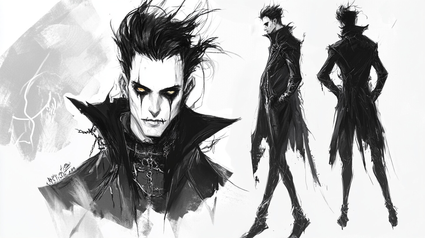 Concept Art - +300 Gothic Male Sketch Sheet Reference Images(4k)