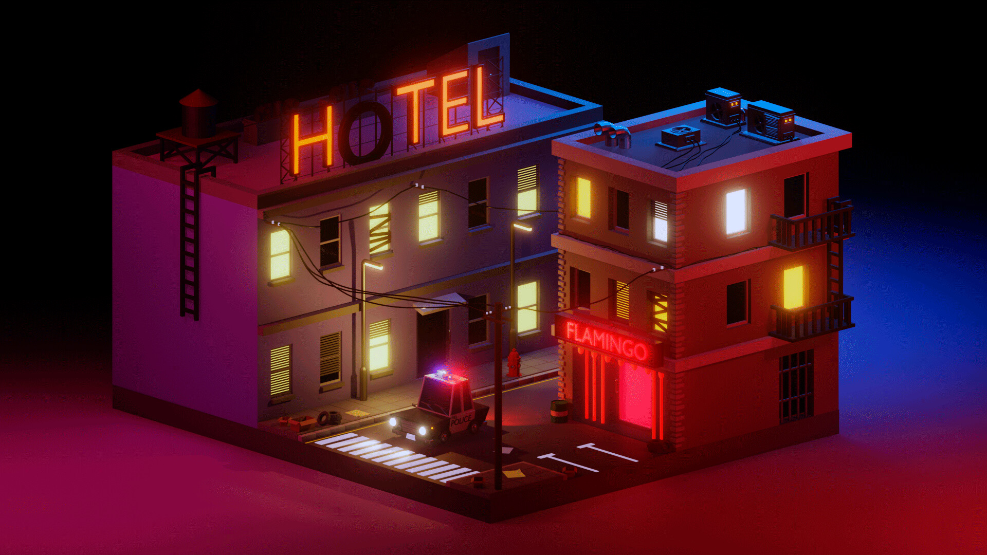 ArtStation - Stylized night diorama