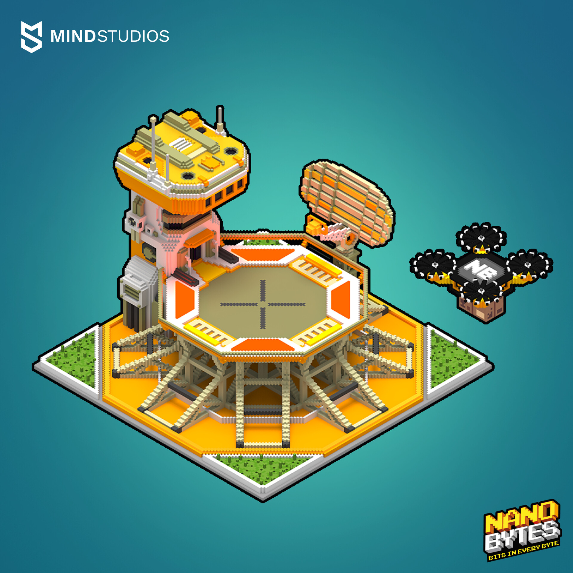ArtStation - Voxel Drone Station @ NanoBytes: ByteWorld