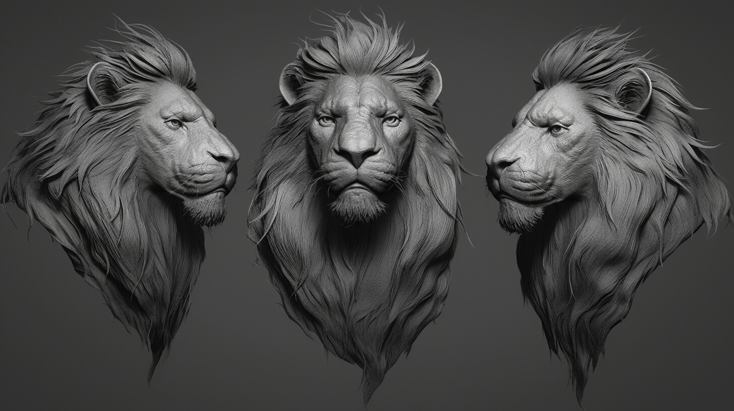 3D Head Sculpt References in 4K - Tika Art - +300 Lion Sculpt Reference ...