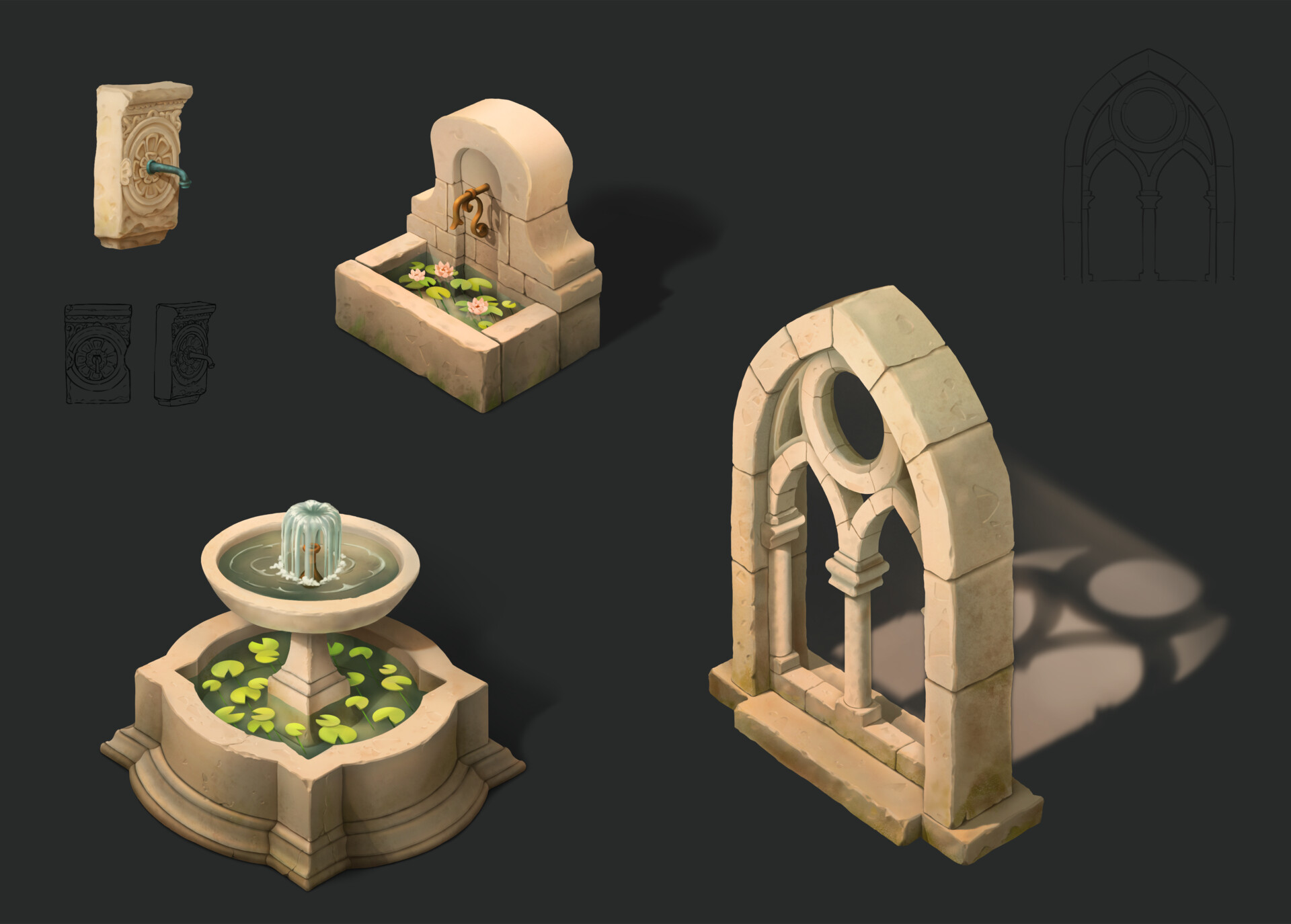 ArtStation - Stone garden fountains