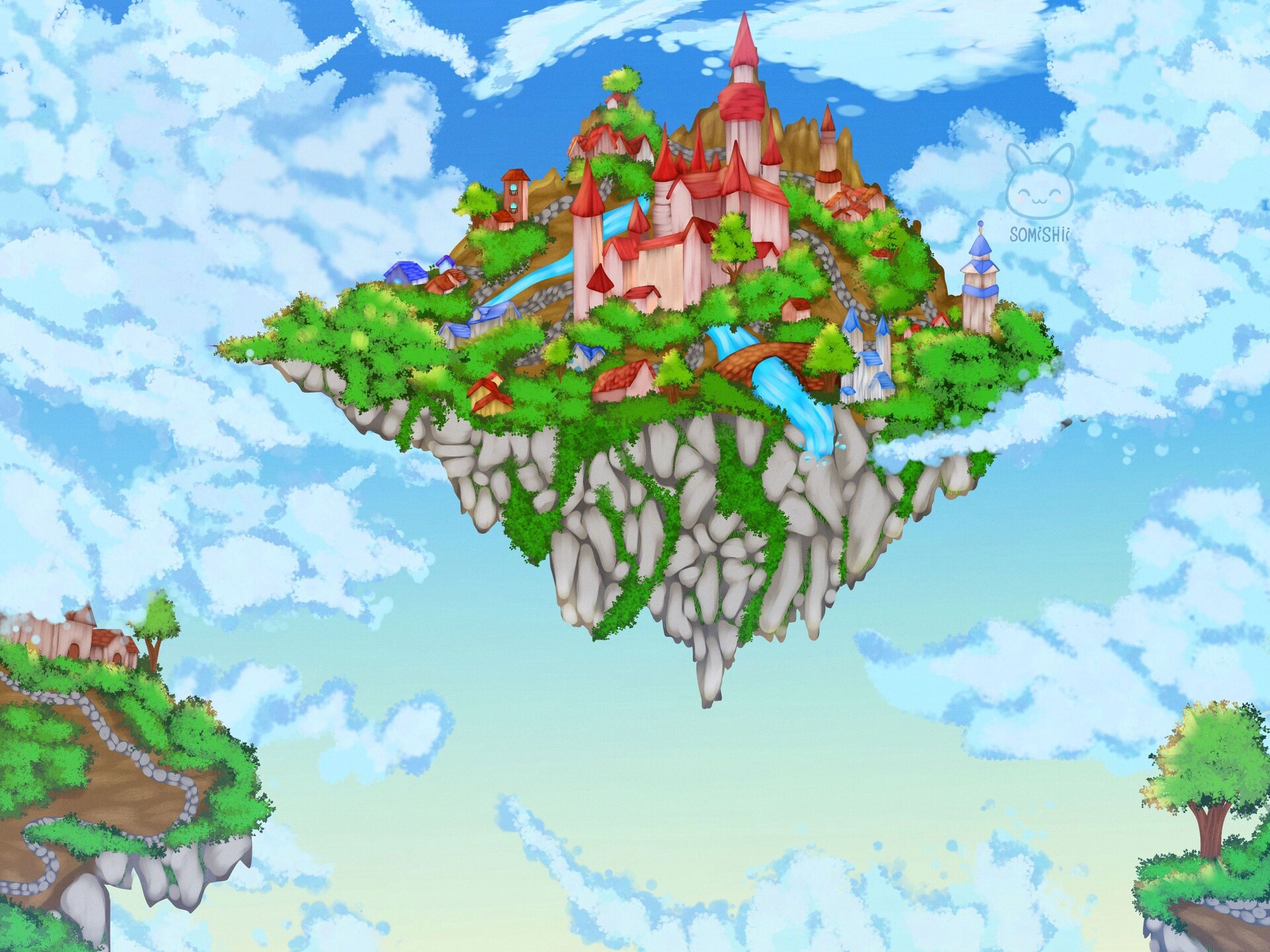 ArtStation - anime style a floating kingdom