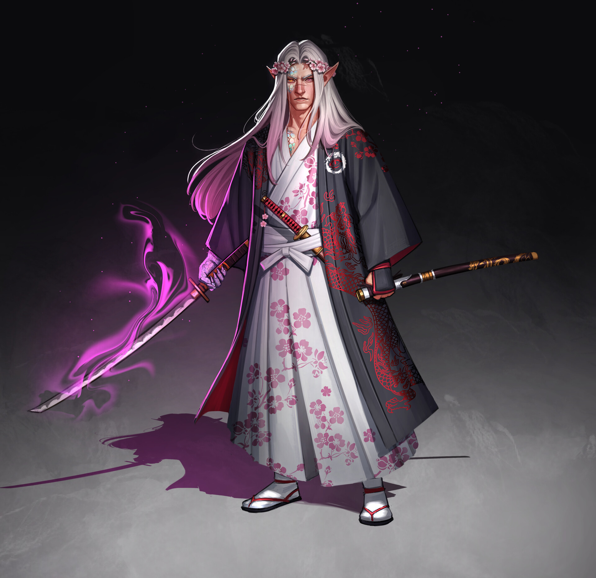 ArtStation - Cherry Blossom Samurai Elf