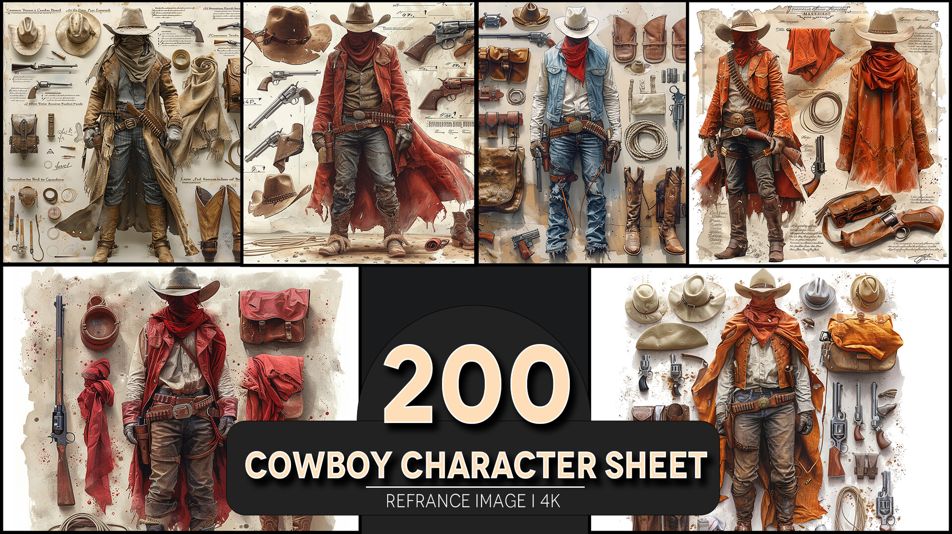Pixel Ref - Cowboy Character Sheet 4K Reference/Concept Images