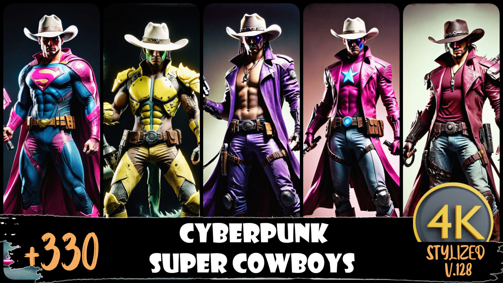 JirenArt - +330 Cyberpunk Super Cowboys| 4K | 3D Stylized Vol.128