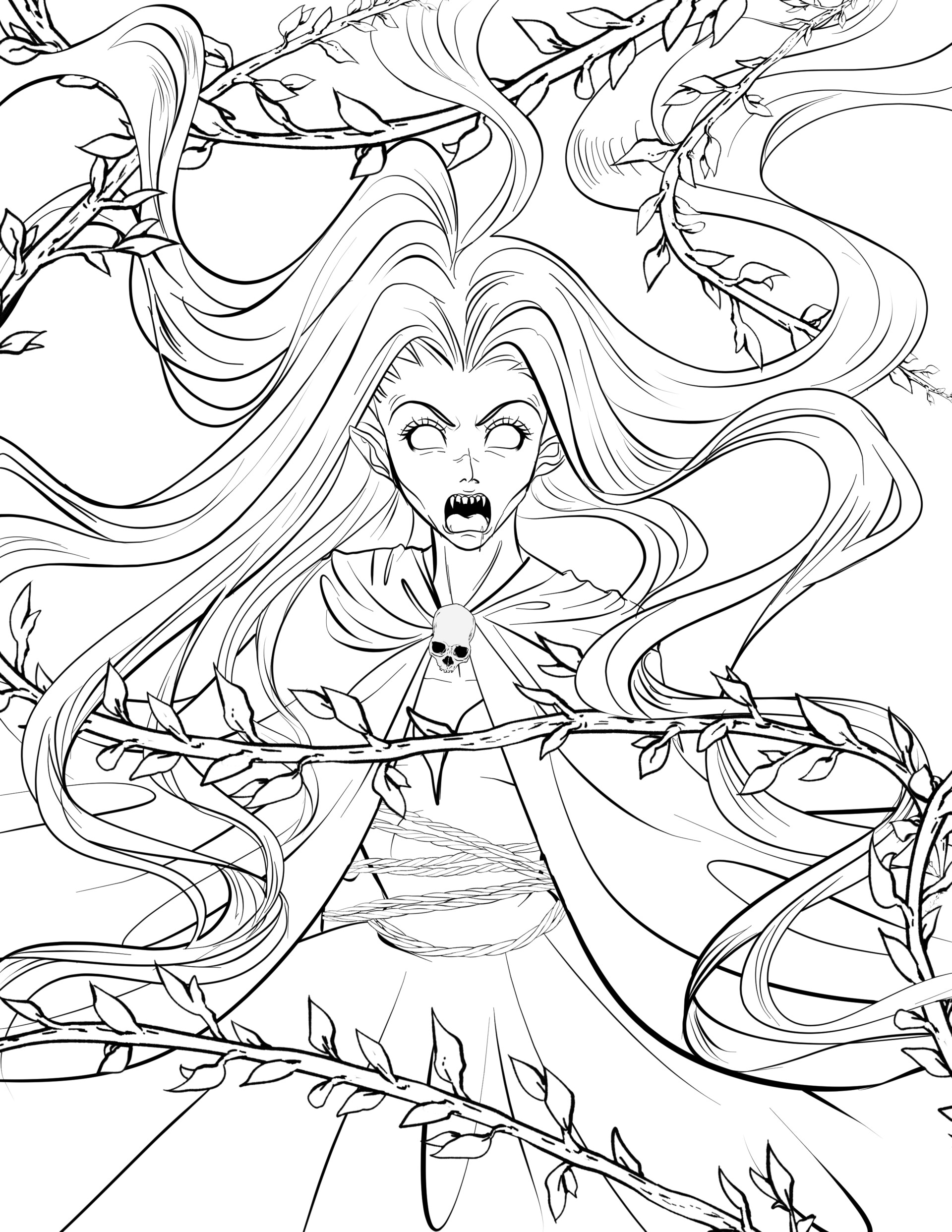 anime girl line art coloring pages victorian