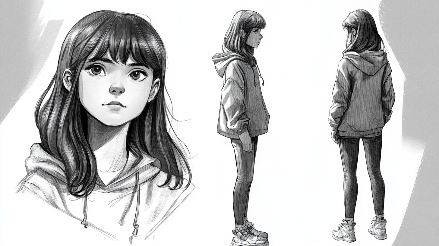 Concept Art - +300 Teenage Girl Sketch Sheet Reference Images(4k)