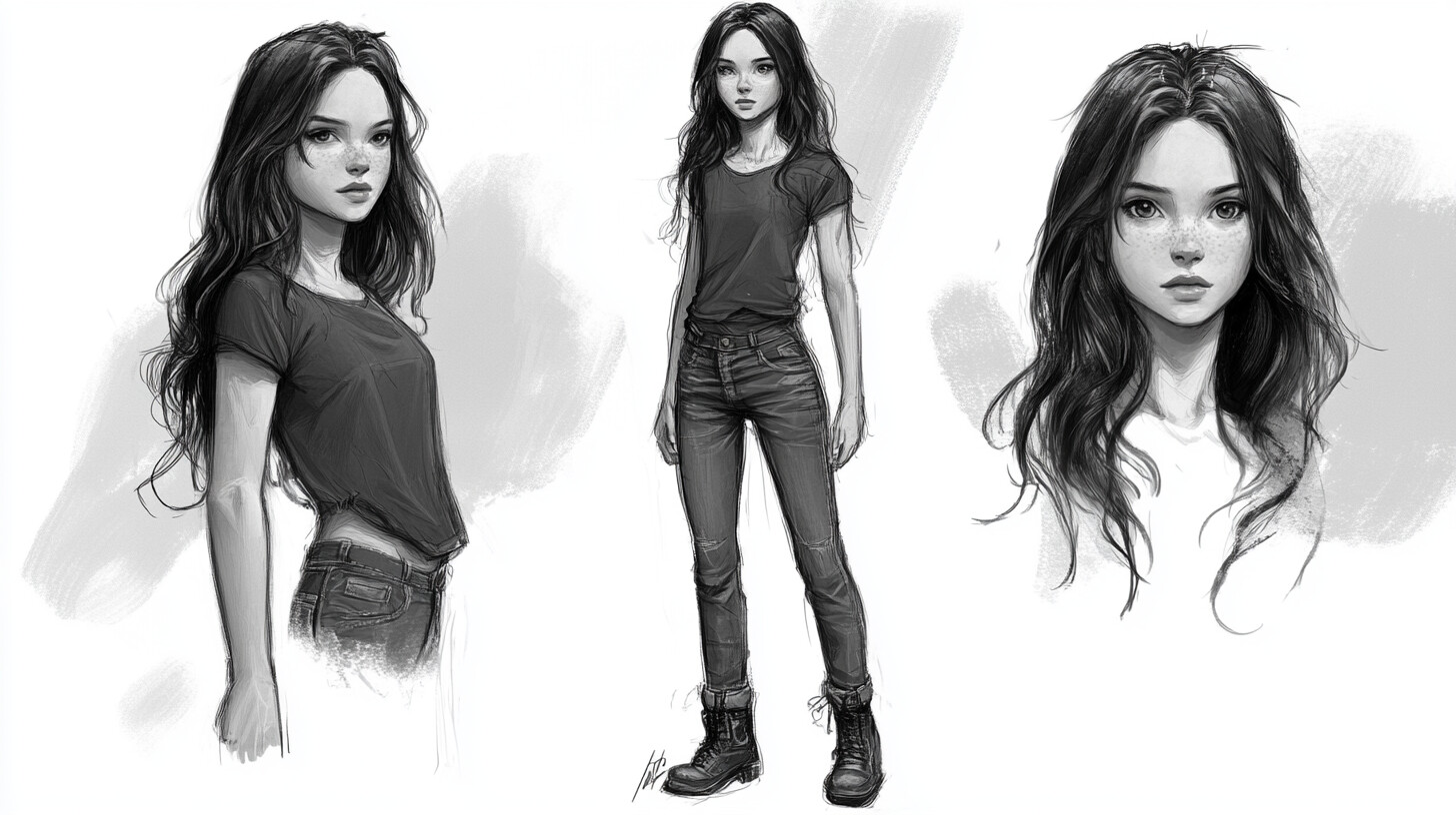 Concept Art - +300 Teenage Girl Sketch Sheet Reference Images(4k)