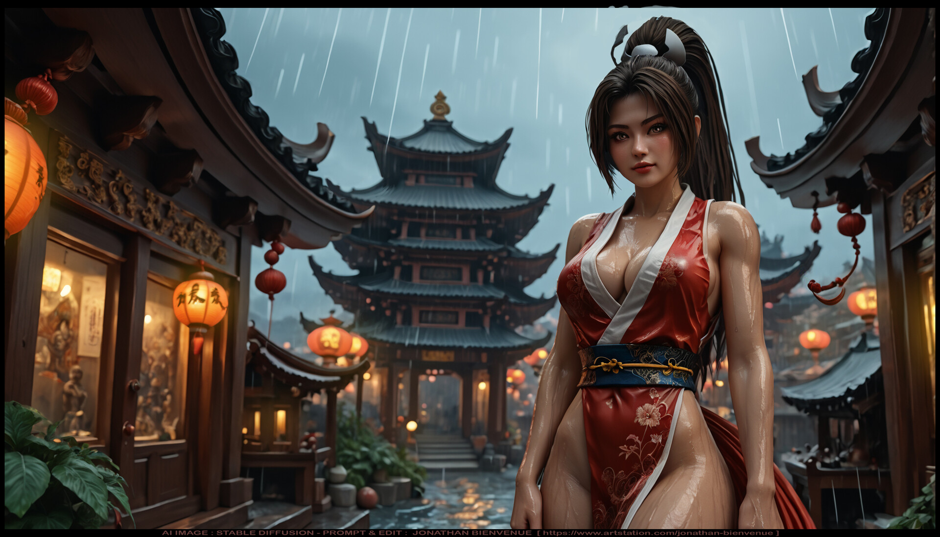 ArtStation - MAI SHIRANUI - RAINY DAYS 01
