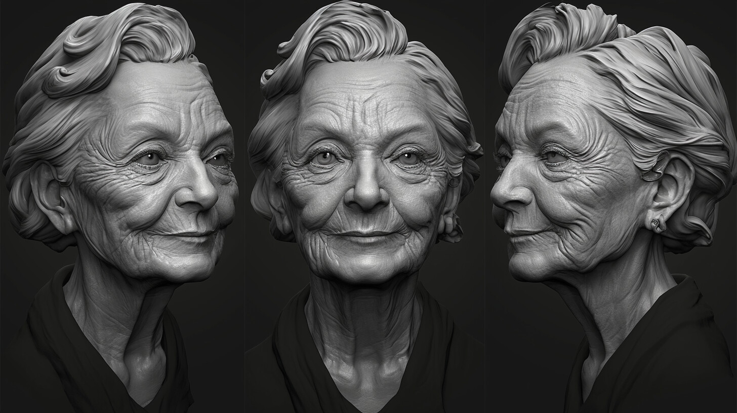 3D Head Sculpt References in 4K - Tika Art - +300 Eldery Female Head ...