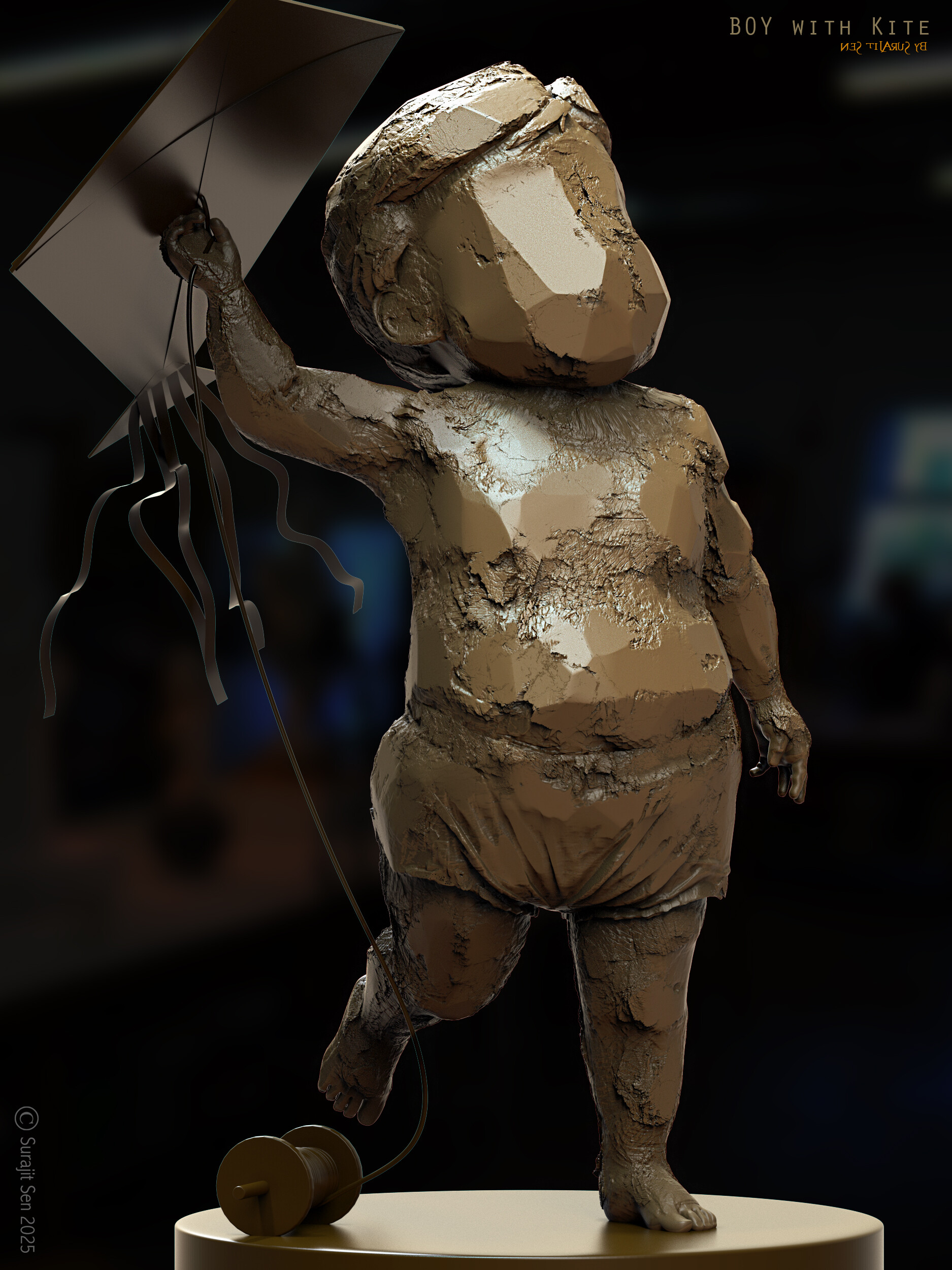 ArtStation - Boy with Kite –Digital Sculpture by Surajit Sen