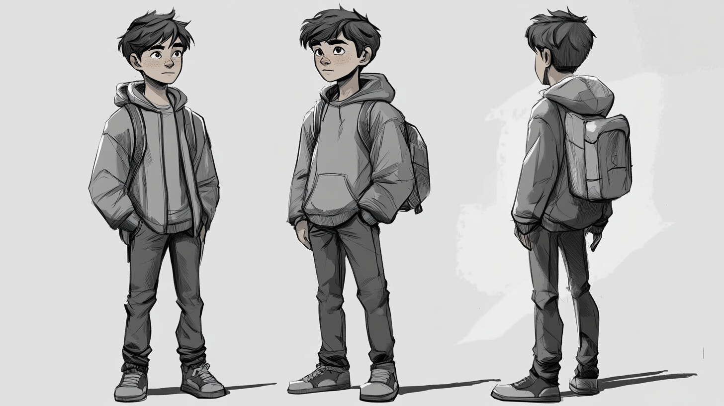 young man drawing reference