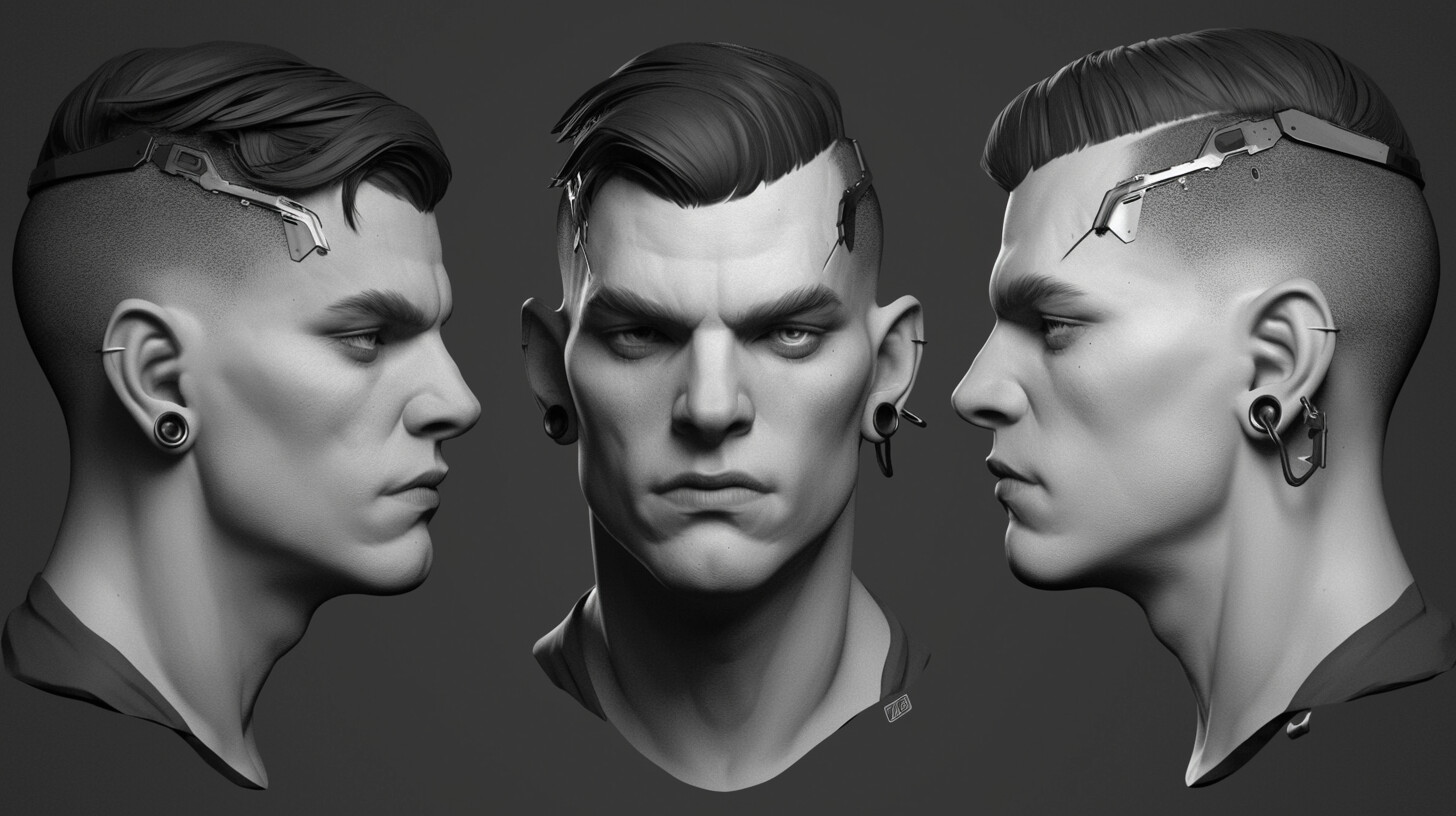 3D Head Sculpt References in 4K - Tika Art - +300 Cyberpunk Male Head ...