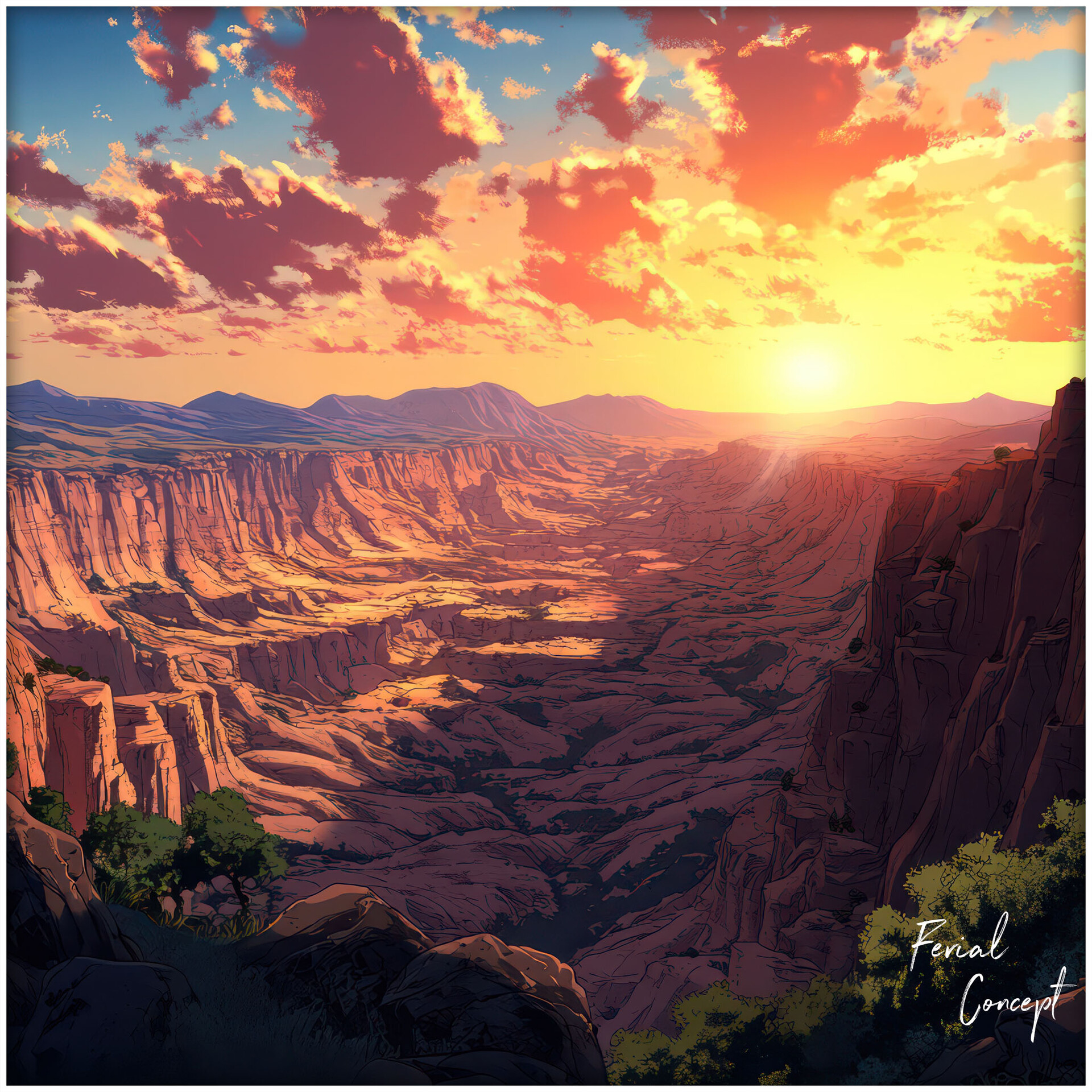 Ferial Concept - 🔹220 Rocky Canyon - Anime Concept Reference Image Pack ...