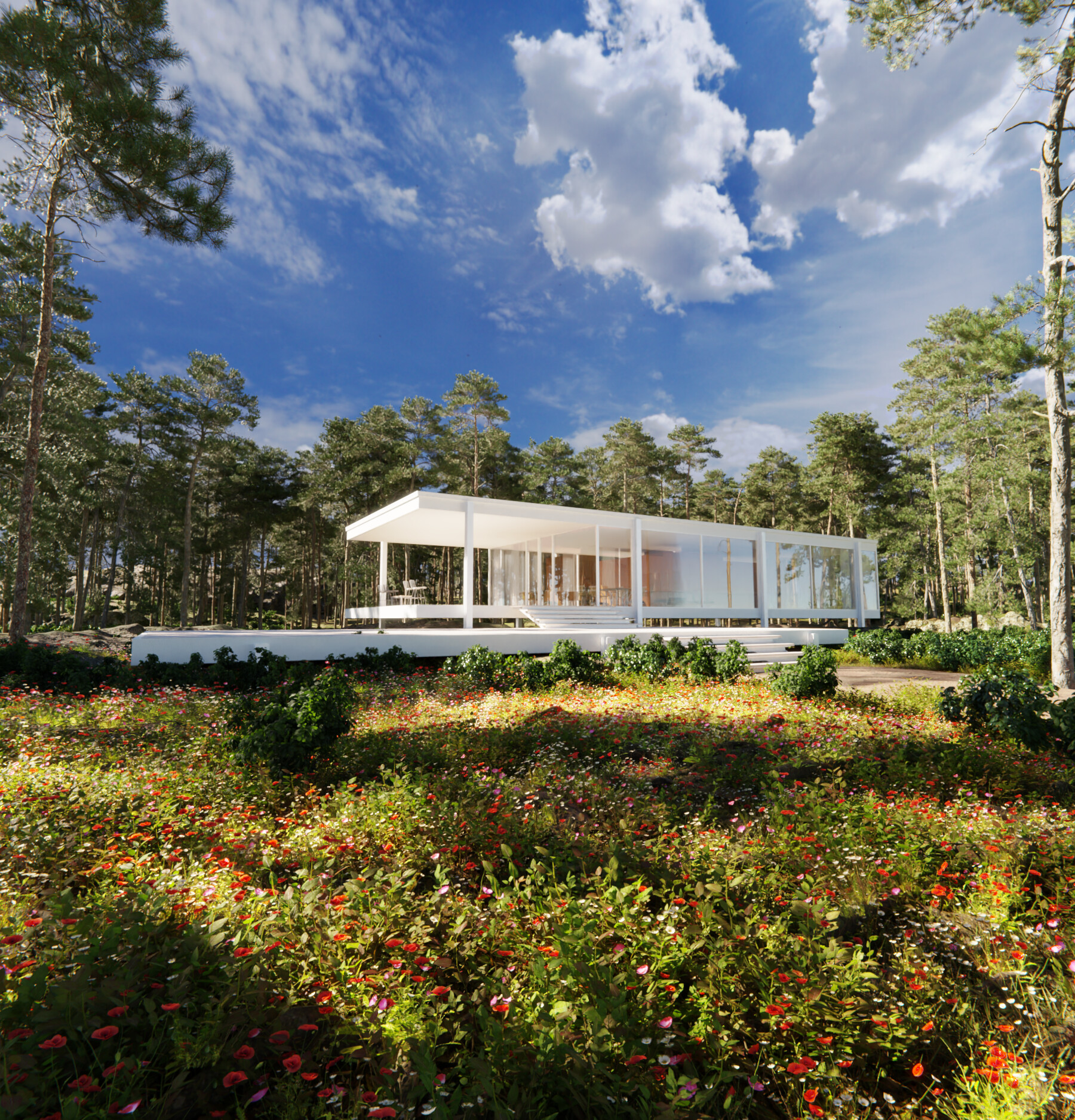 ArtStation - Modern house forest scene