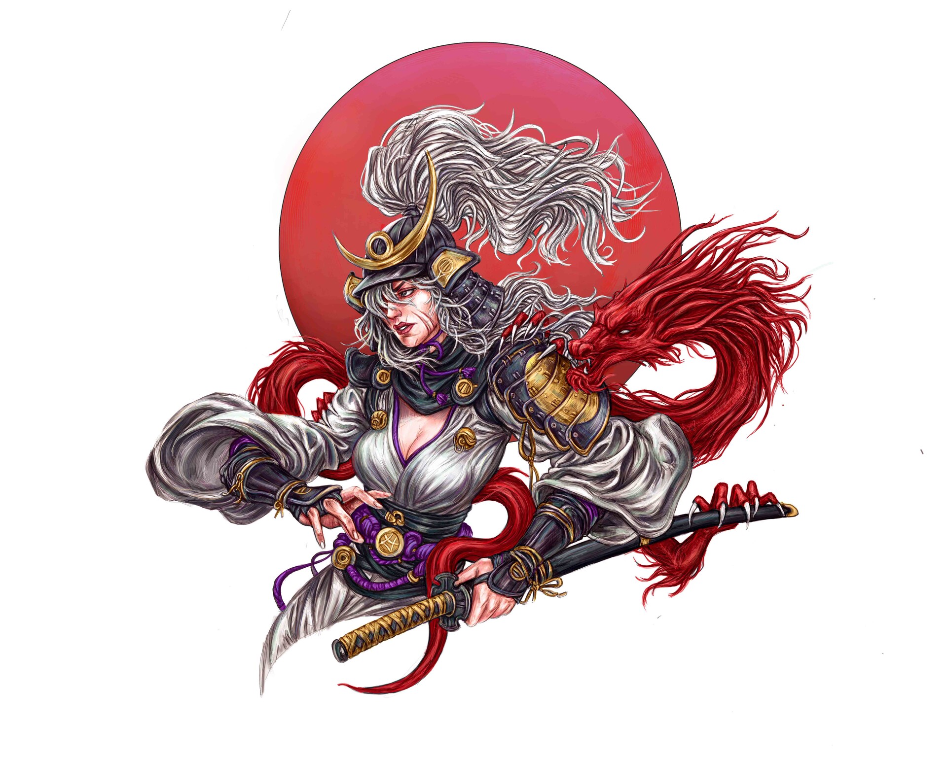 ArtStation - samurai study color process