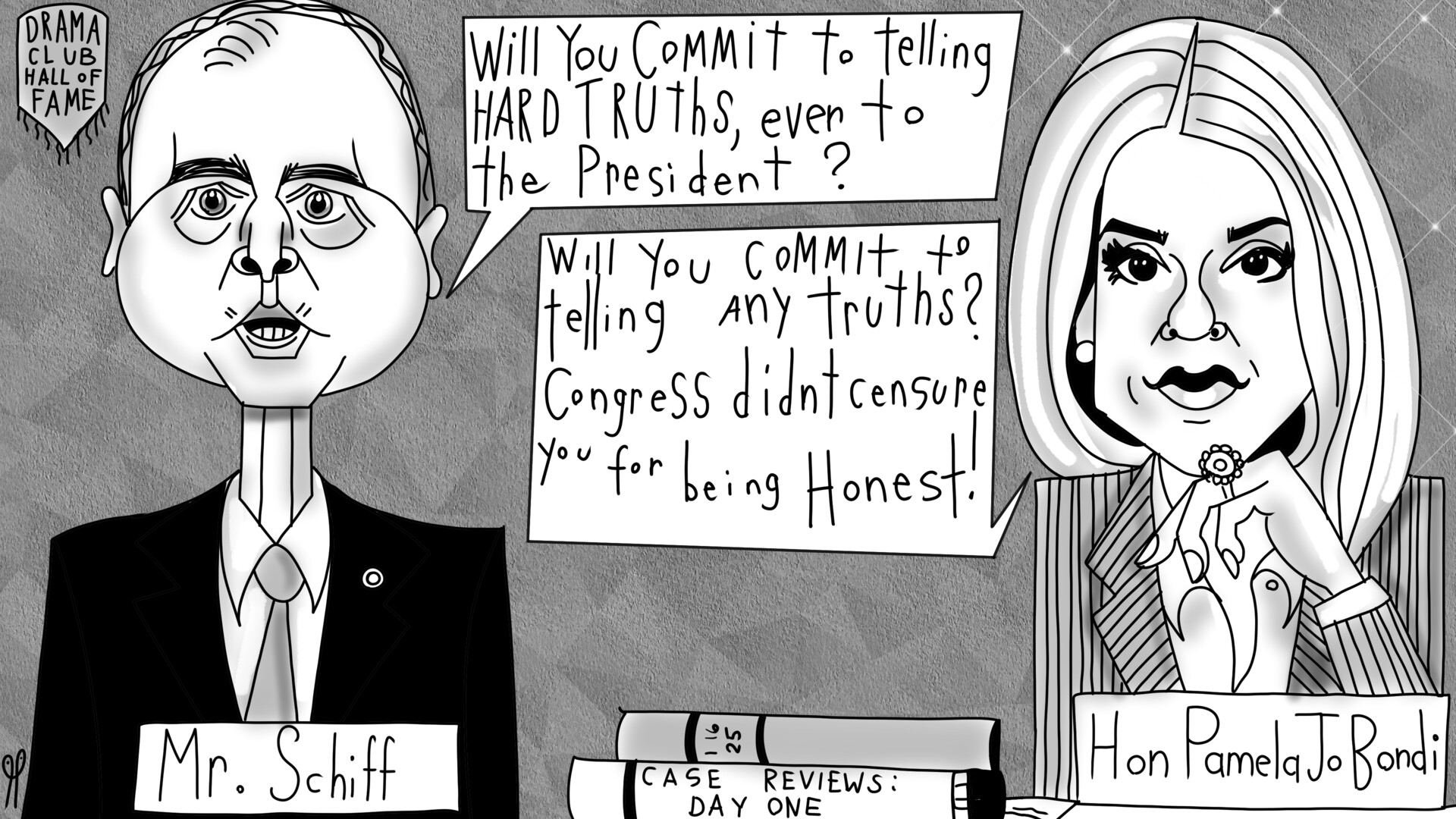 ArtStation - Political Cartoon Pam Bondi Adam Schiff