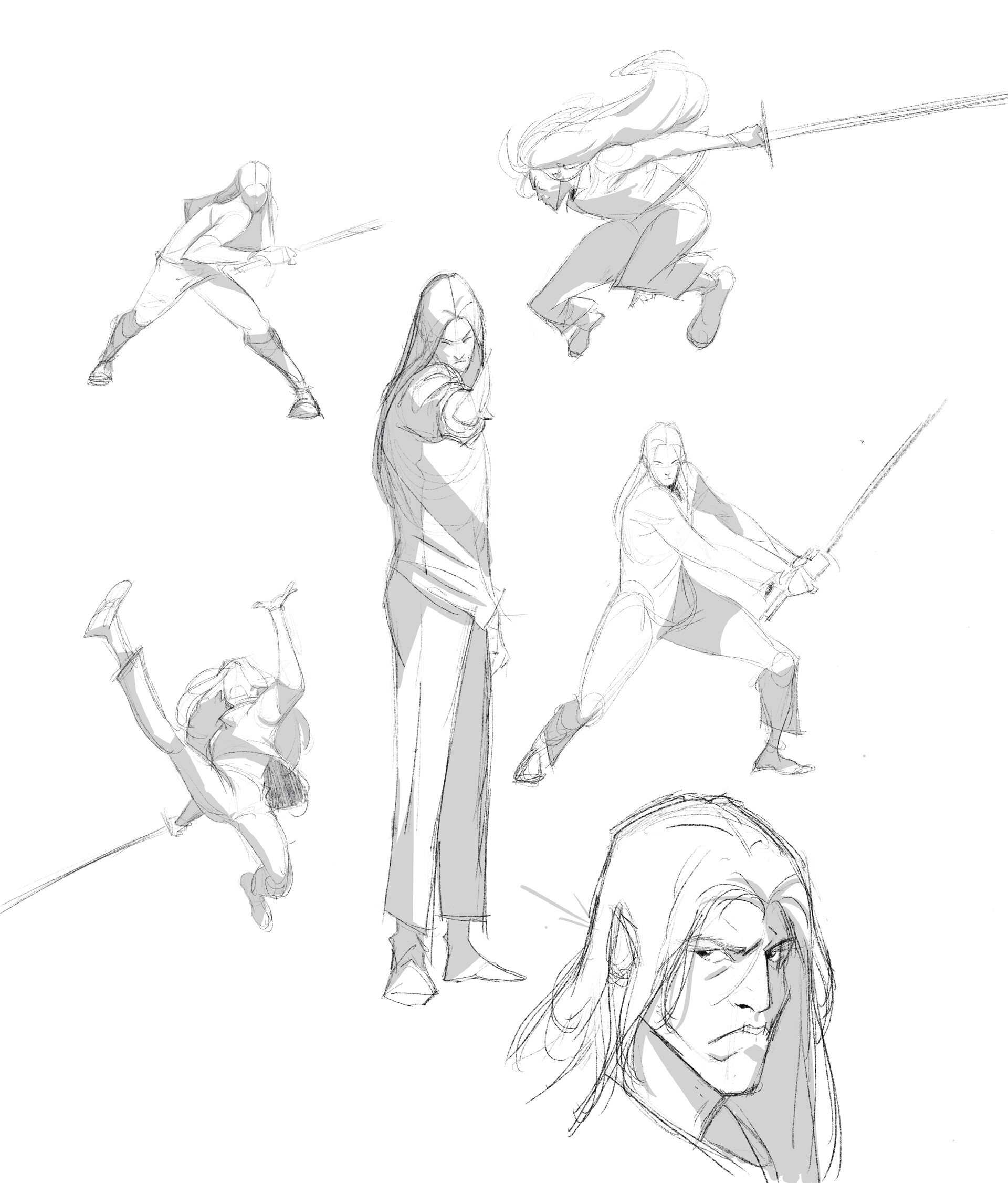 drawing poses sword