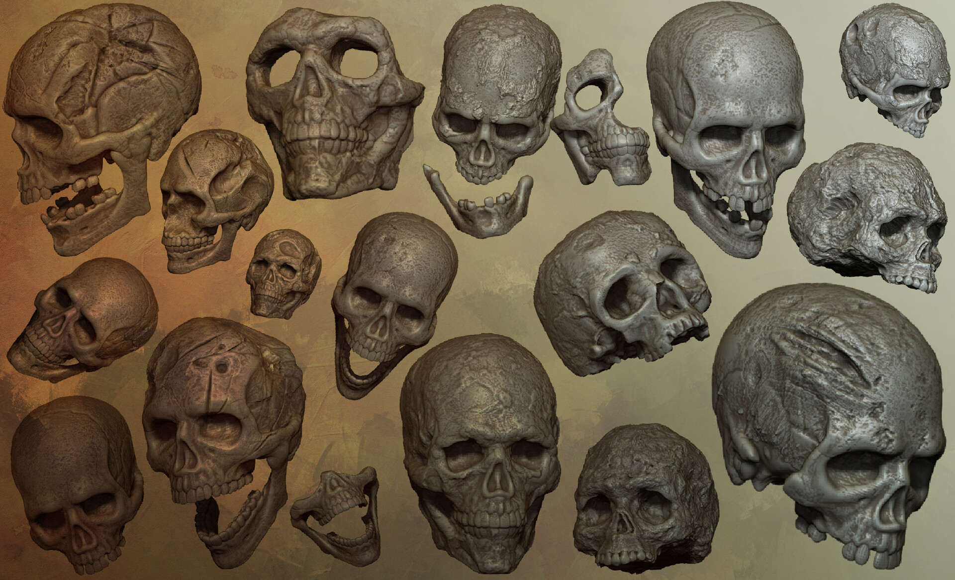 ArtStation - Skulls, Damaged and Aged