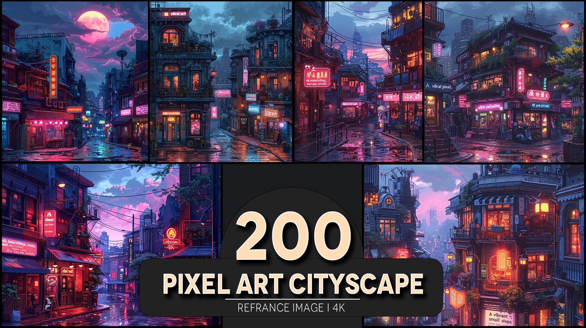 Pixel Ref - Pixel Art Cityscape 4K Reference/Concept Images
