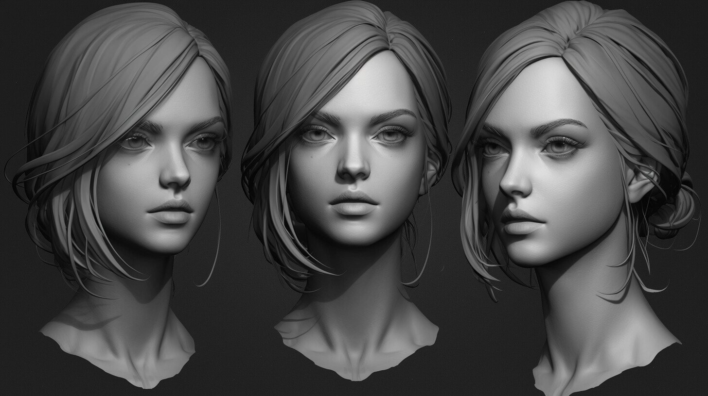 3D Head Sculpt References in 4K - Tika Art - +300 Motherly Female Head ...
