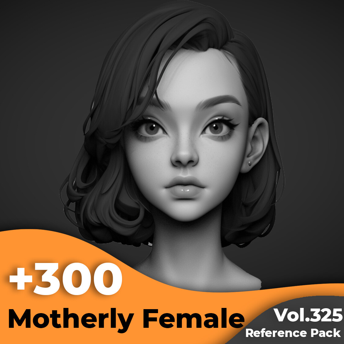 3D Head Sculpt References in 4K - Tika Art - +300 Motherly Female Head Sculpt Reference Images(4k)
