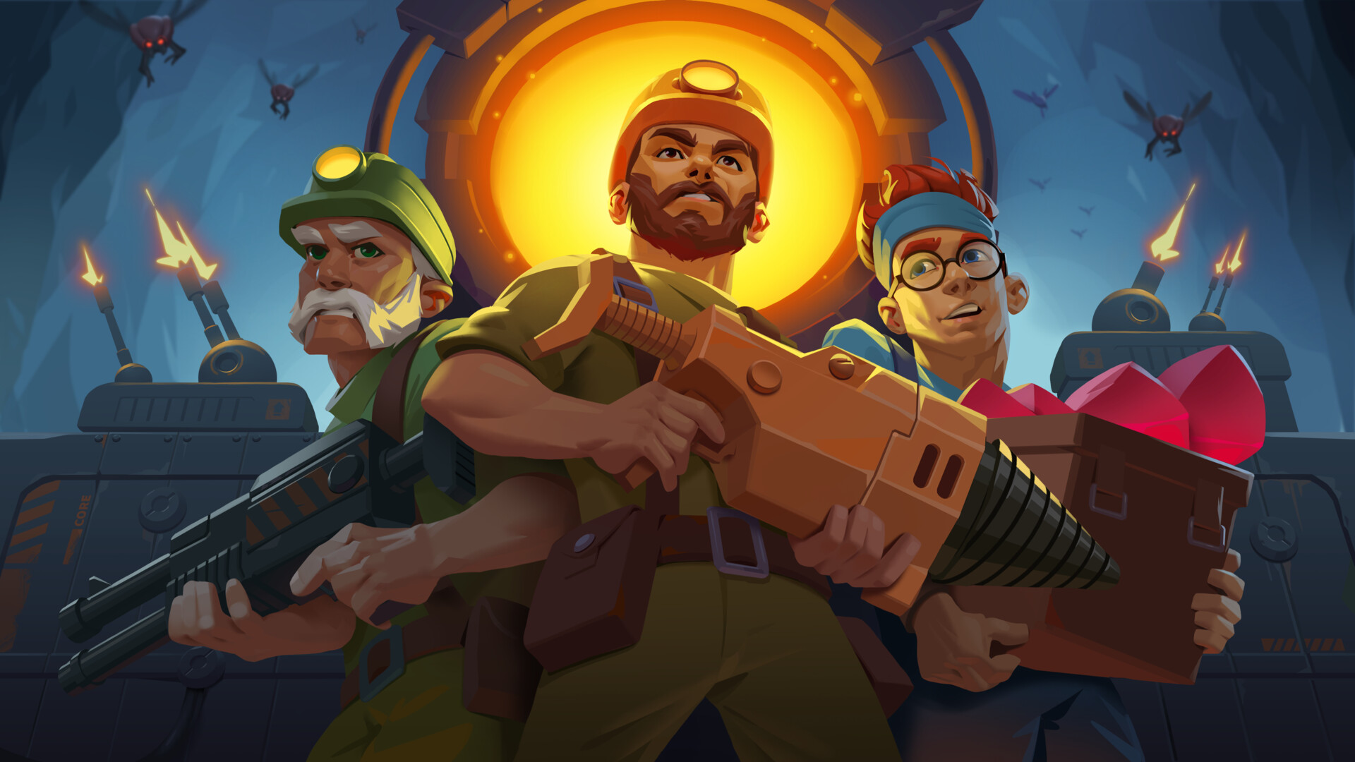 ArtStation - The key art for the game Drill Core