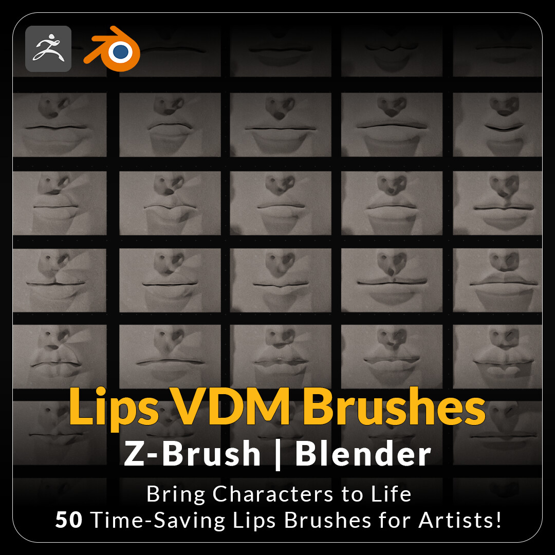 ArtStation - 50 Lips VDM Brushes | Blender & Zbrush Sculpting Brushes
