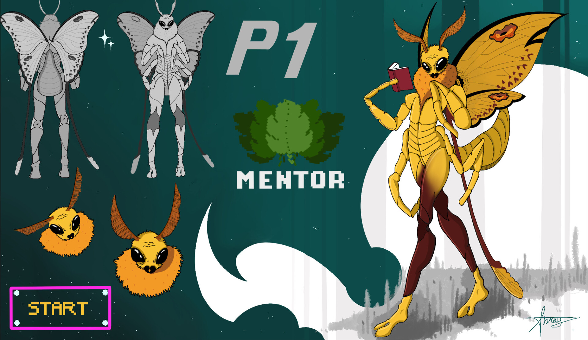 ArtStation - Comet moon moth charecter design concept art sheet with a ...