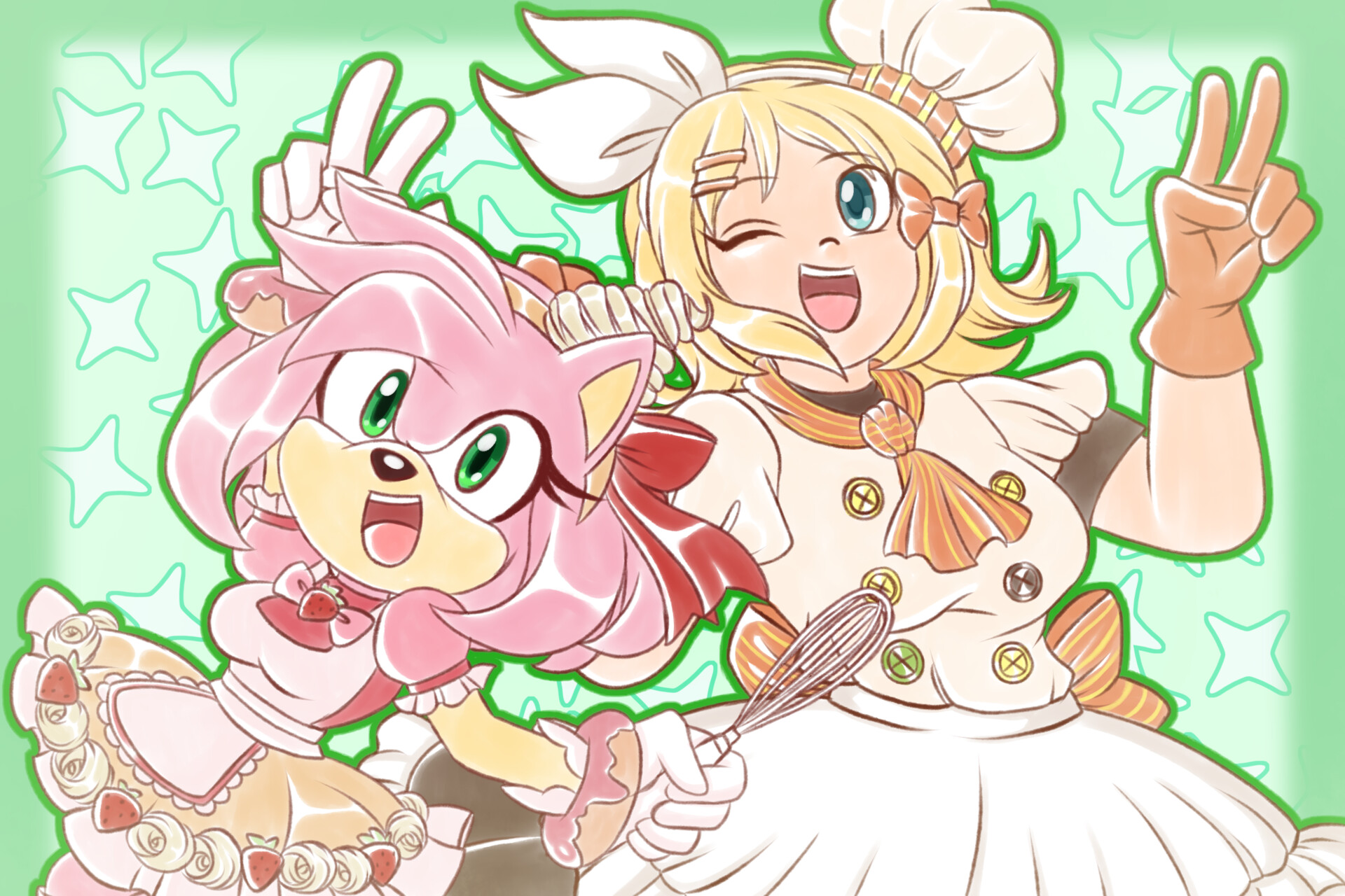 ArtStation - It's baking time! (Amy rose & Kagamine rin)