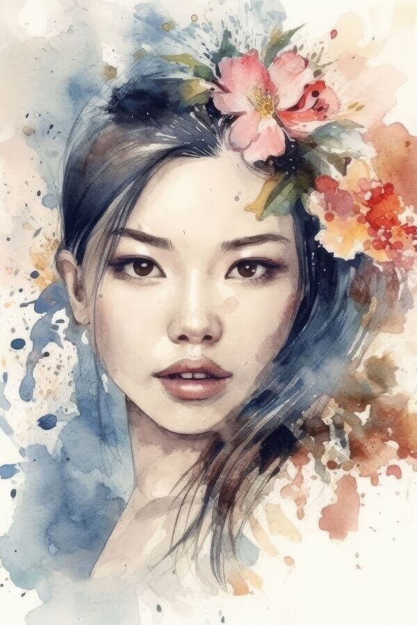 ArtStation - Watercolor Woman Portrait