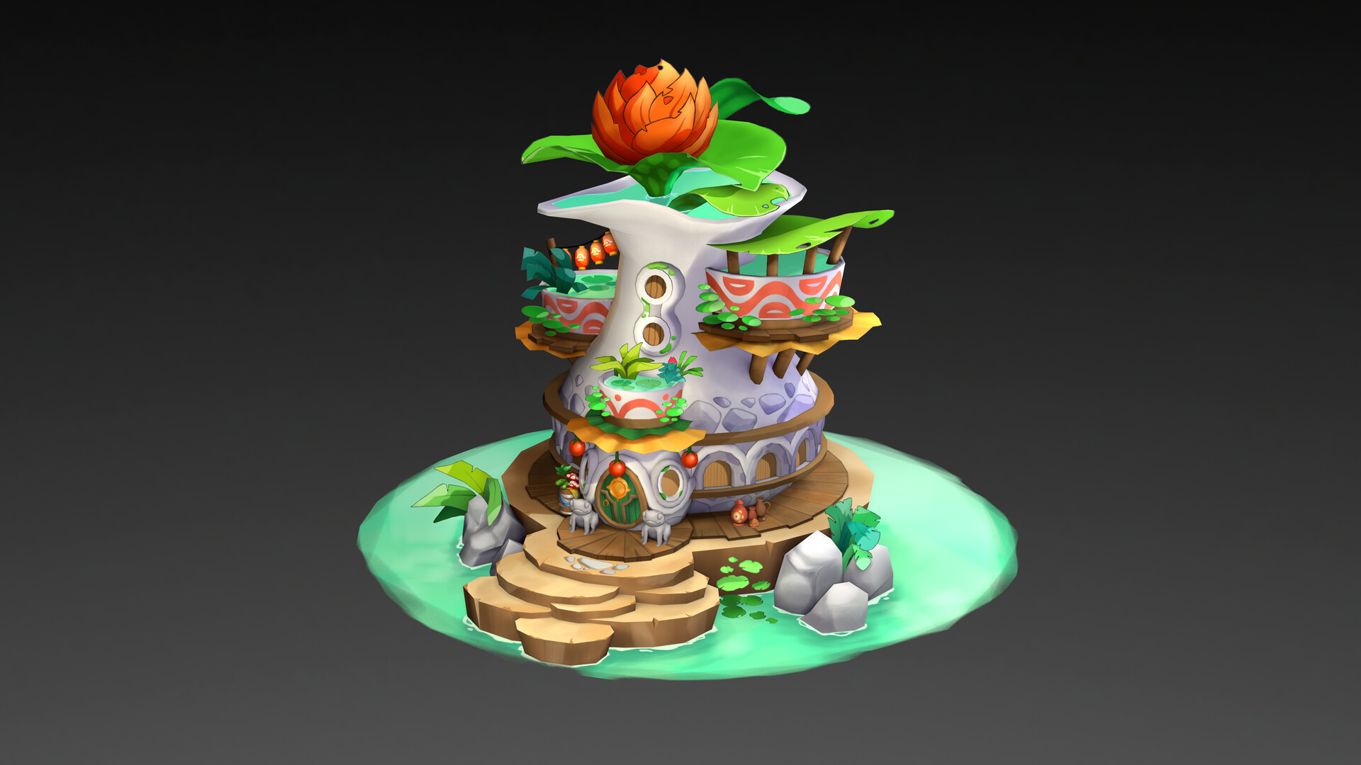 ArtStation - Frog Haven - Stylized HandPaint Diorama