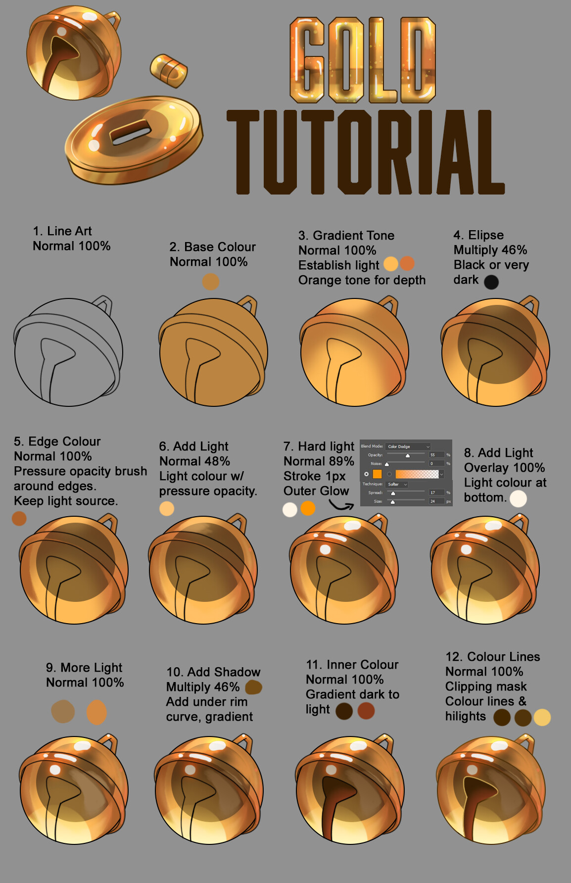 how to draw gold art