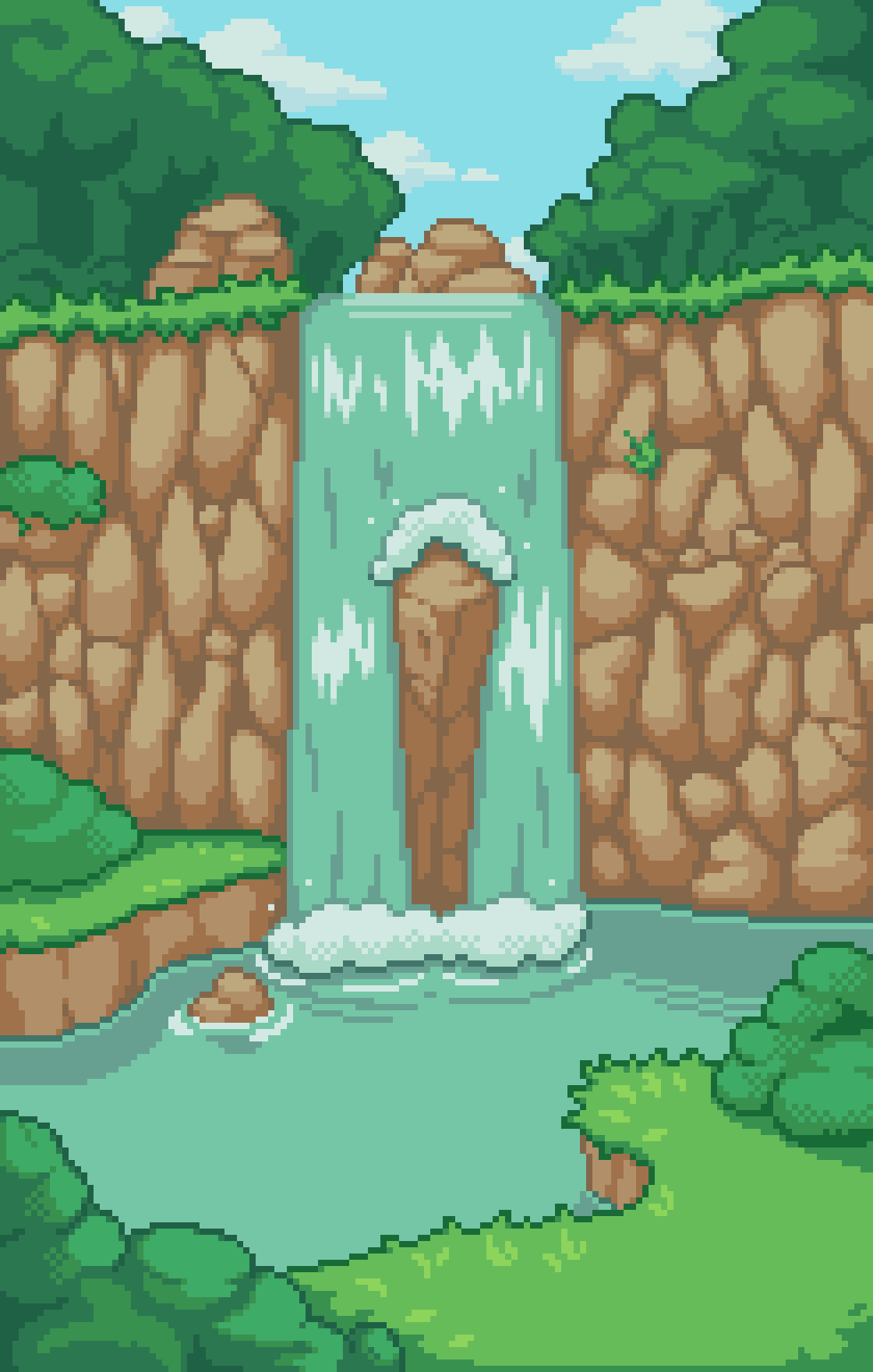 ArtStation - Waterfall pixel art